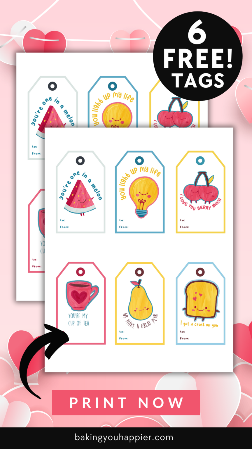 Free Printable Punny Valentine Gift Tags - Baking You Happier