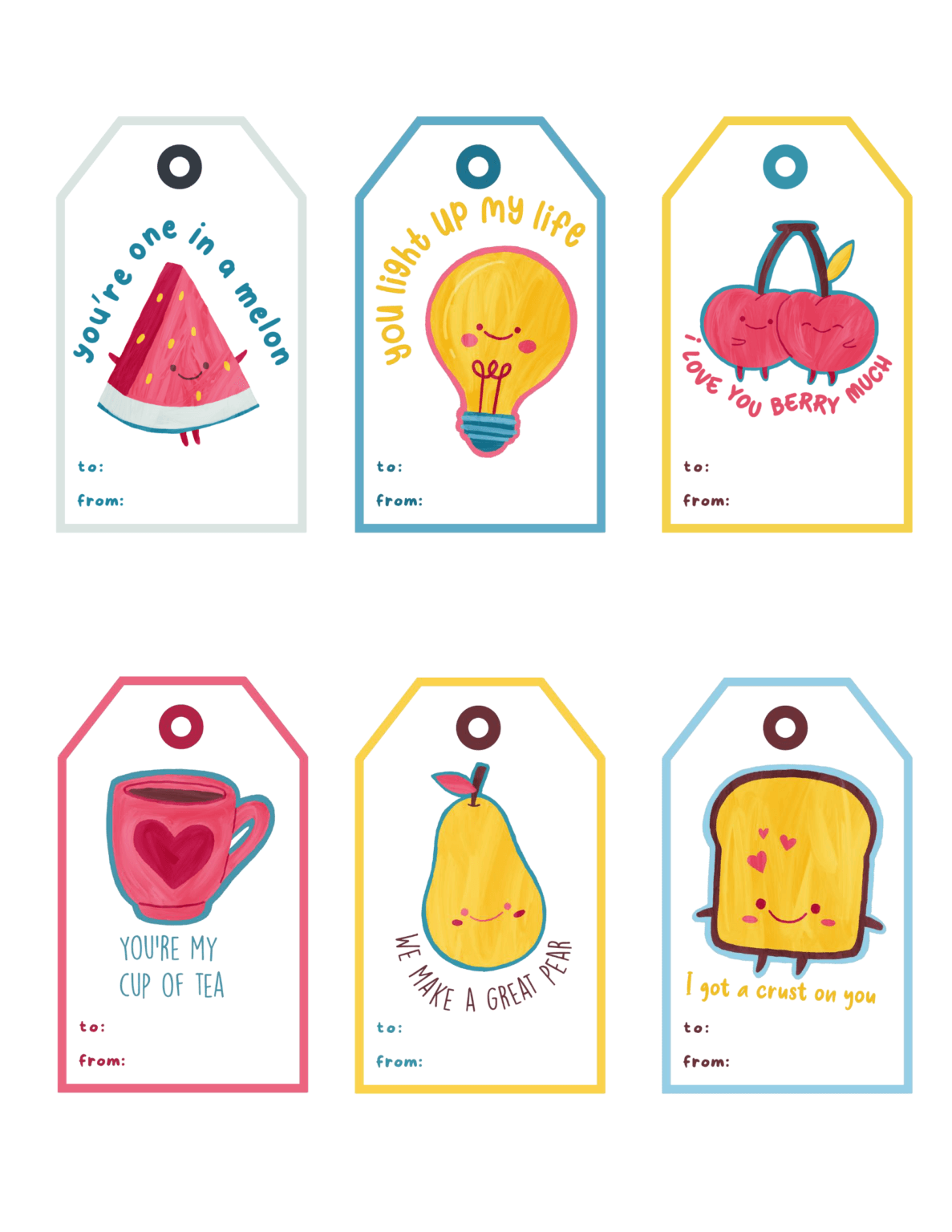 Free Printable Punny Valentine Gift Tags - Baking You Happier