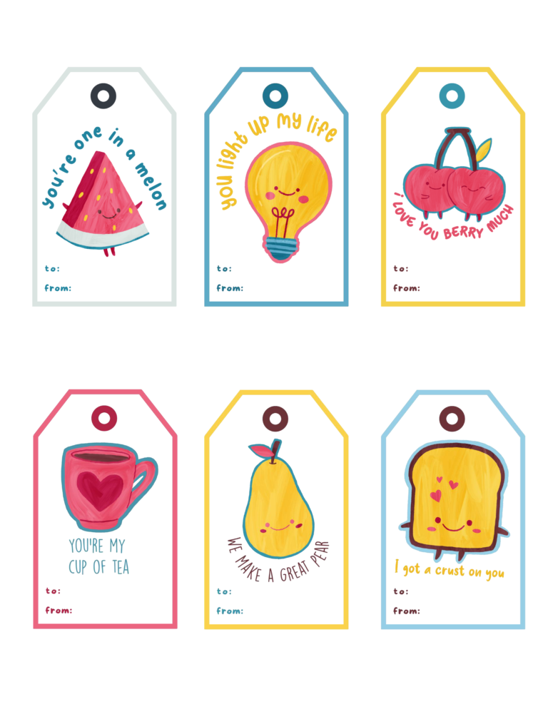 Free Printable Punny Valentine Gift Tags - Baking You Happier