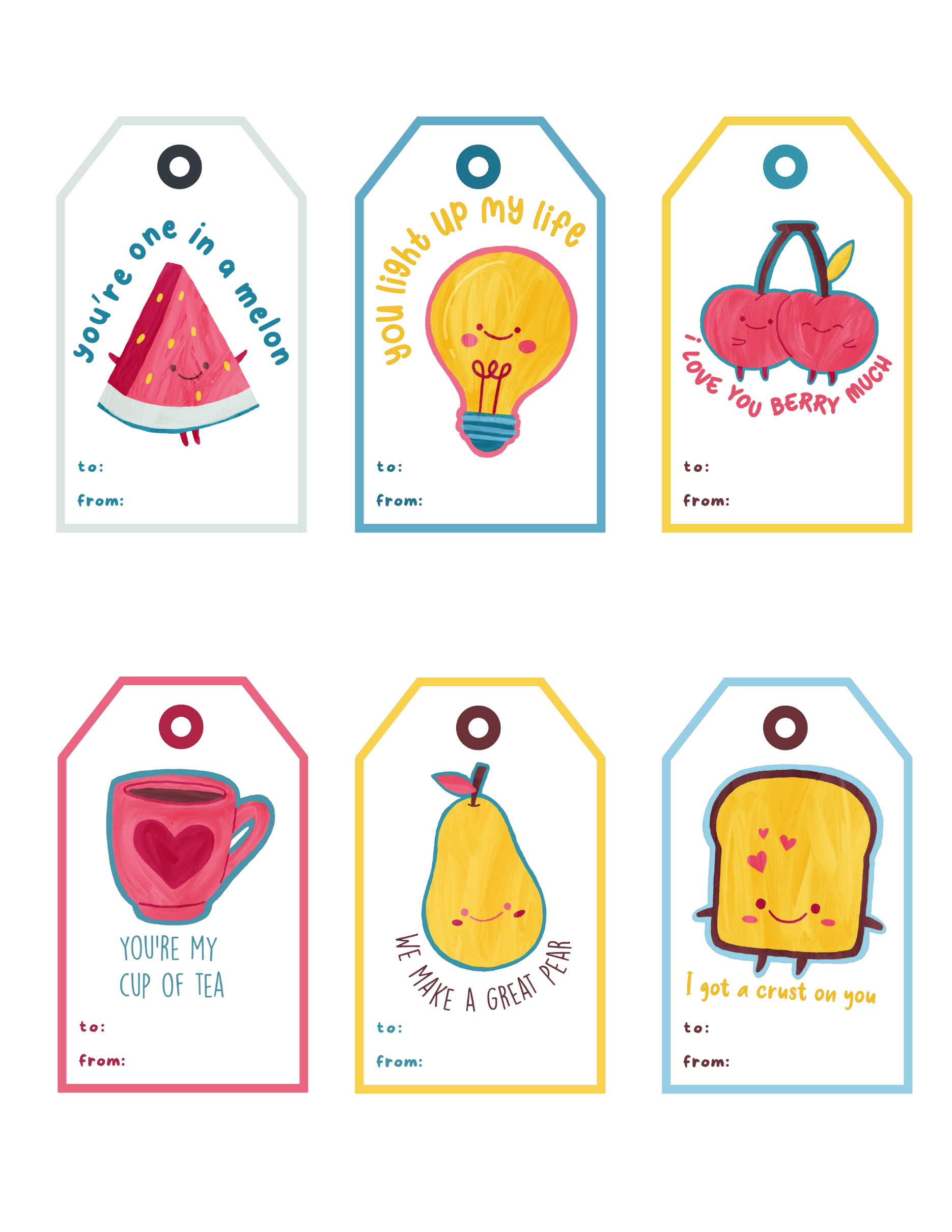 Free Printable Punny Valentine Gift Tags | Baking You Happier