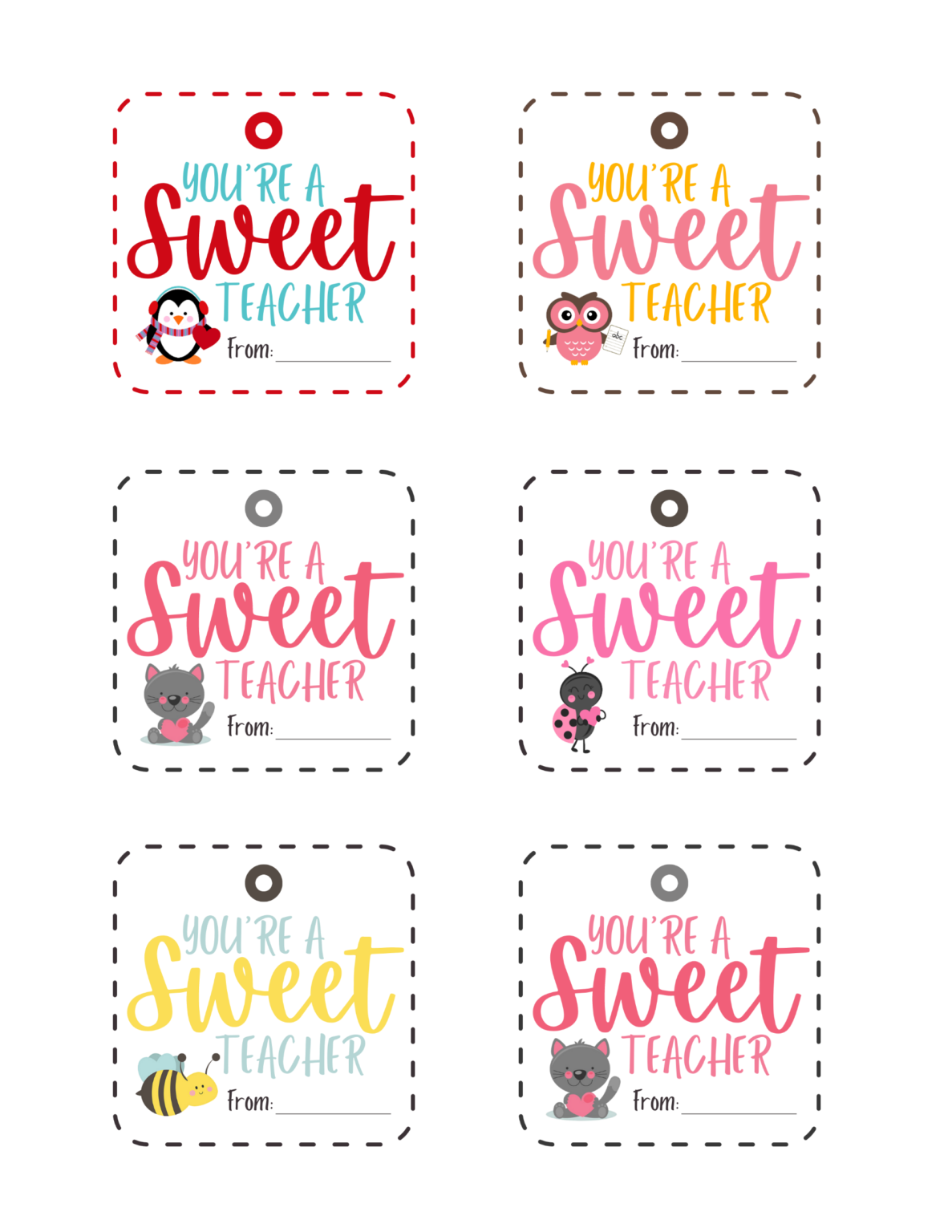You’re a Sweet Teacher Free Printable Gift Tags - Baking You Happier