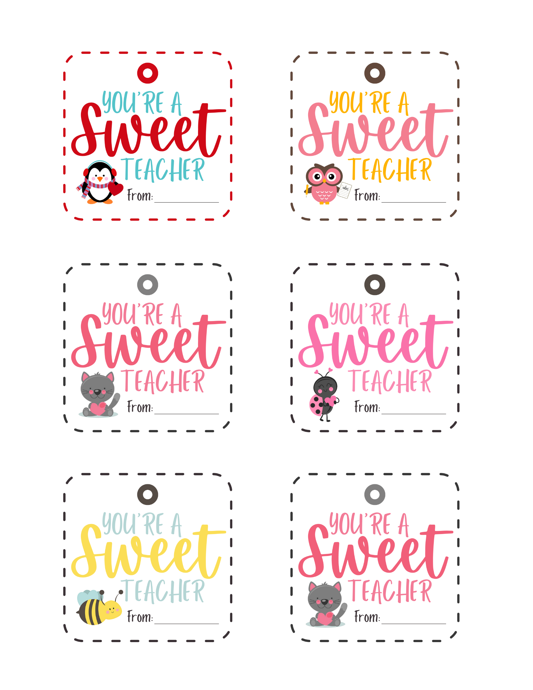 You’re a Sweet Teacher Free Printable Gift Tags - Baking You Happier