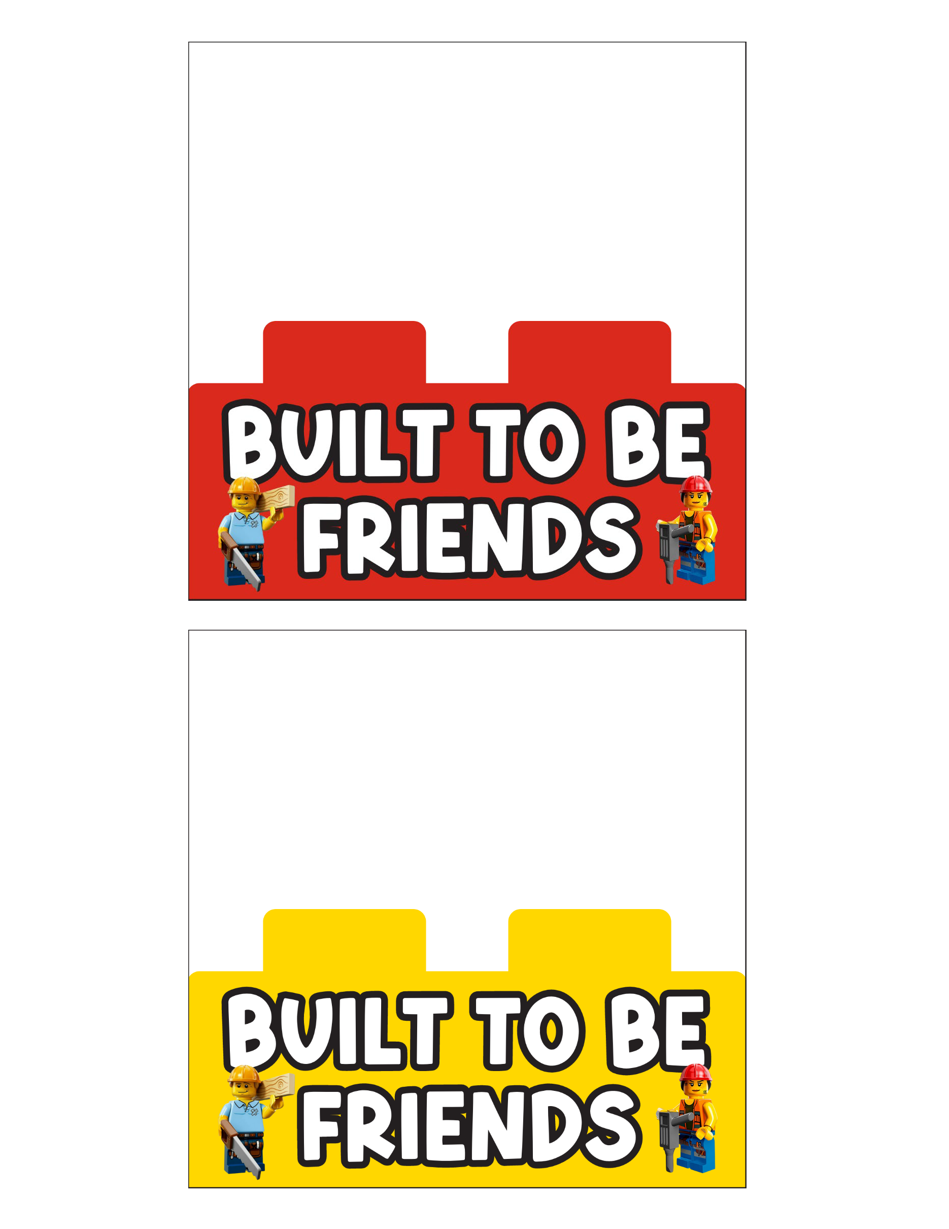 Free Printable Built to Be Friends LEGO Valentine Bag Topper | Baking ...