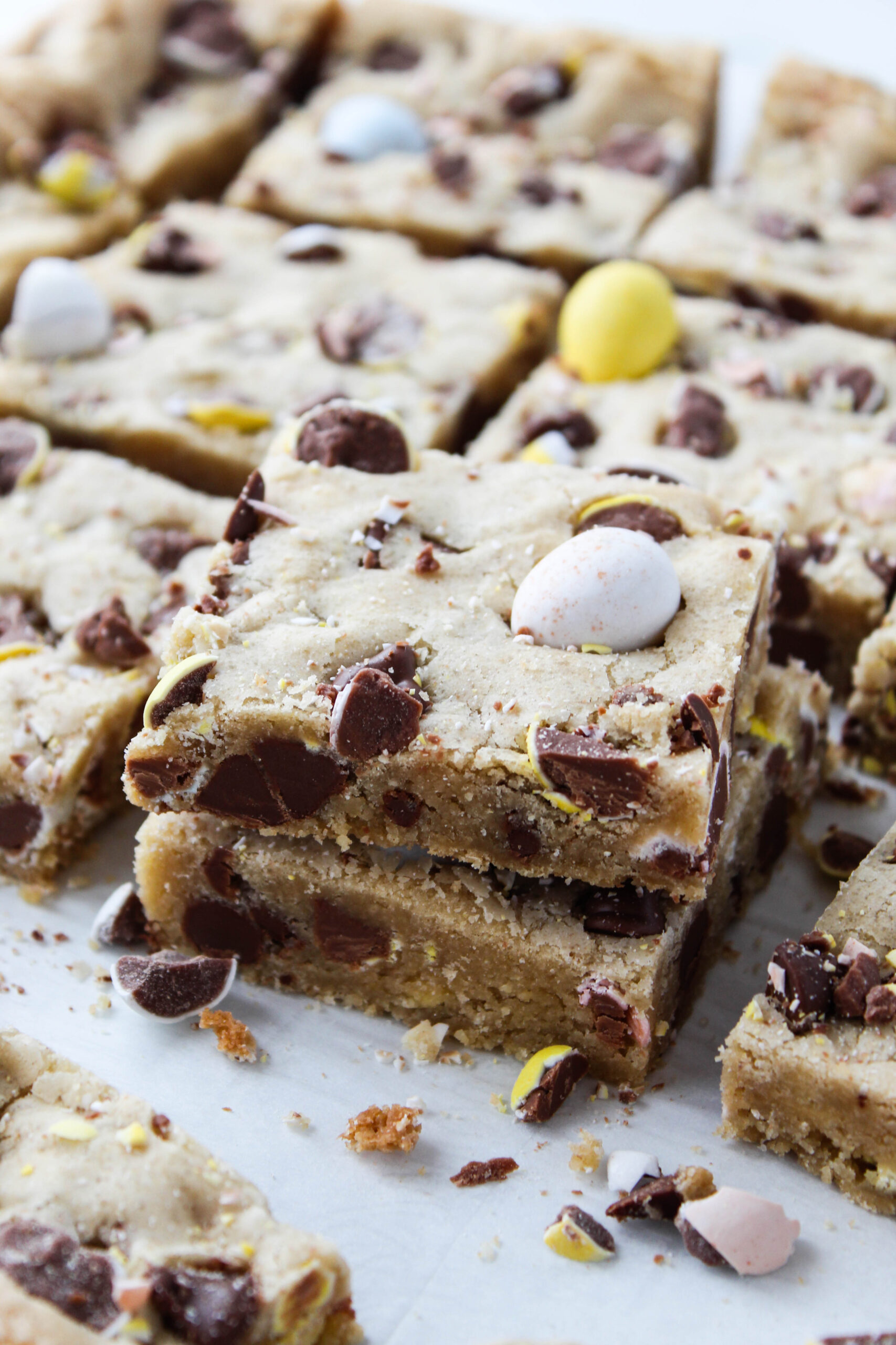 Mini Cadbury Egg Cookie Bars - Baking You Happier