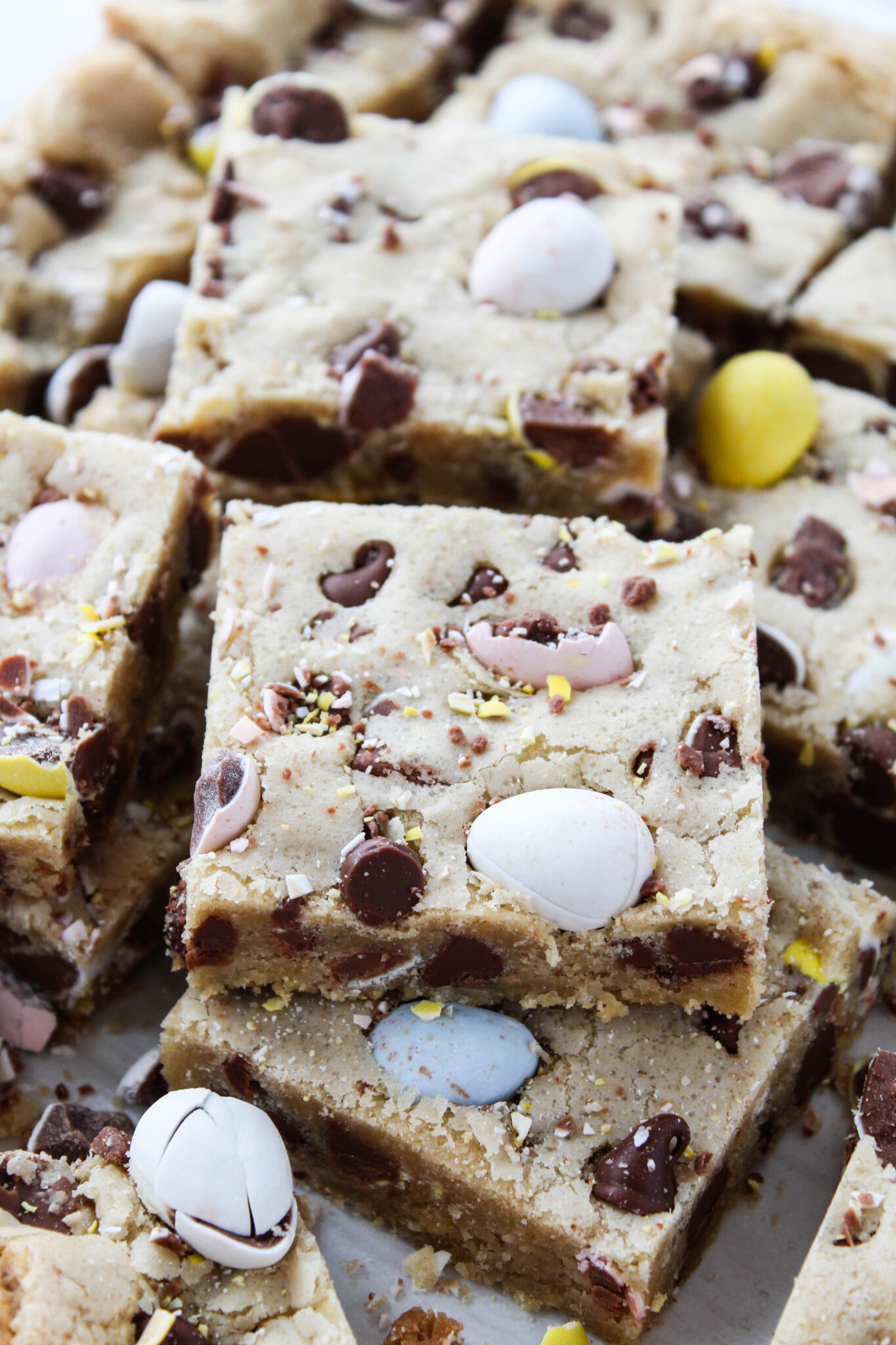 Mini Cadbury Egg Cookie Bars - Baking You Happier