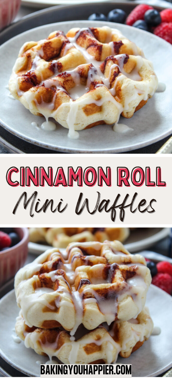 Mini Cinnamon Roll Waffles | Baking You Happier