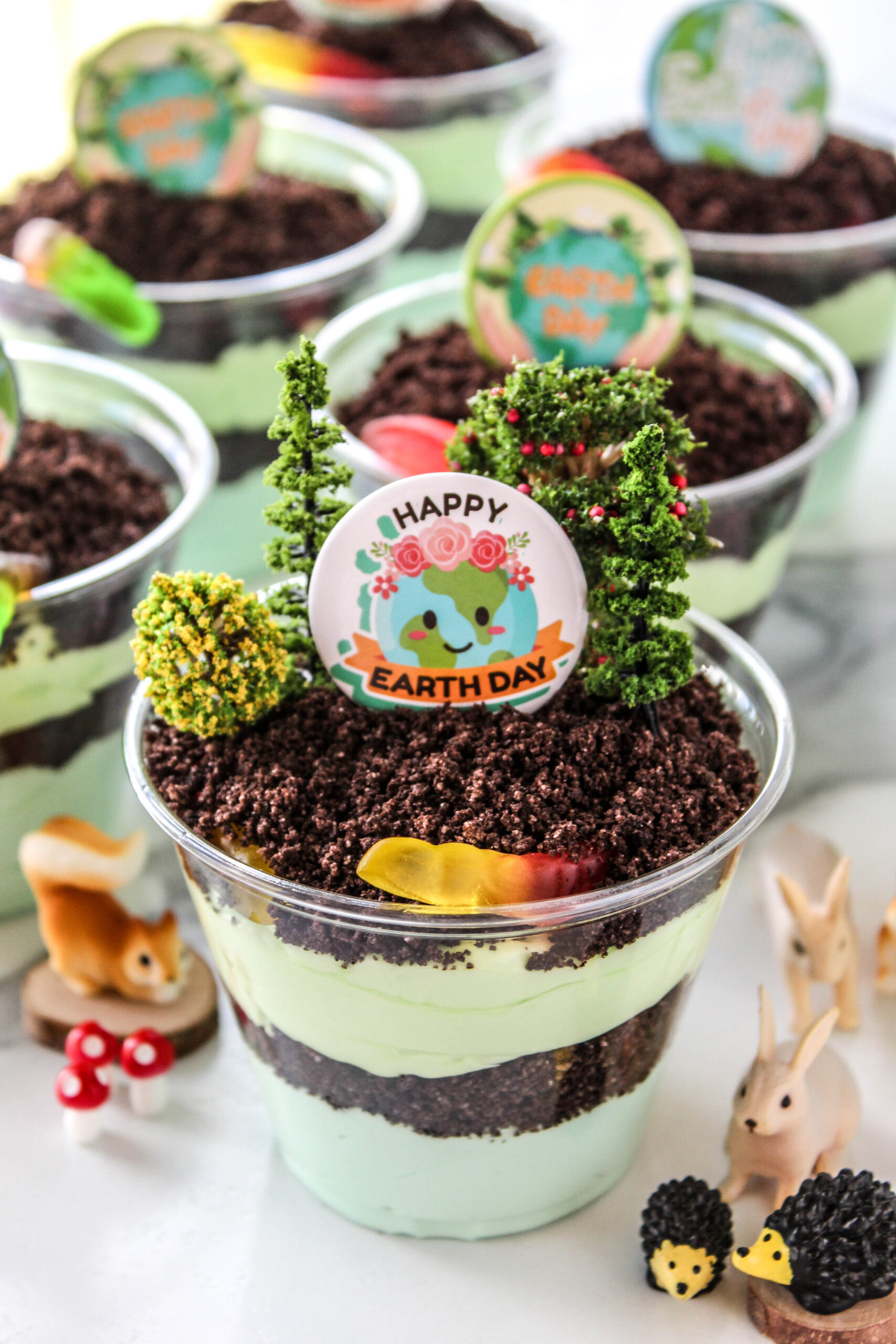 Earth Day Oreo Dirt Cake Cups | Baking You Happier