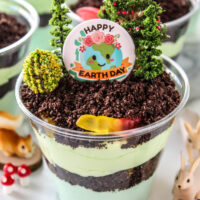 Earth Day Oreo Dirt Cake Cups - Baking You Happier