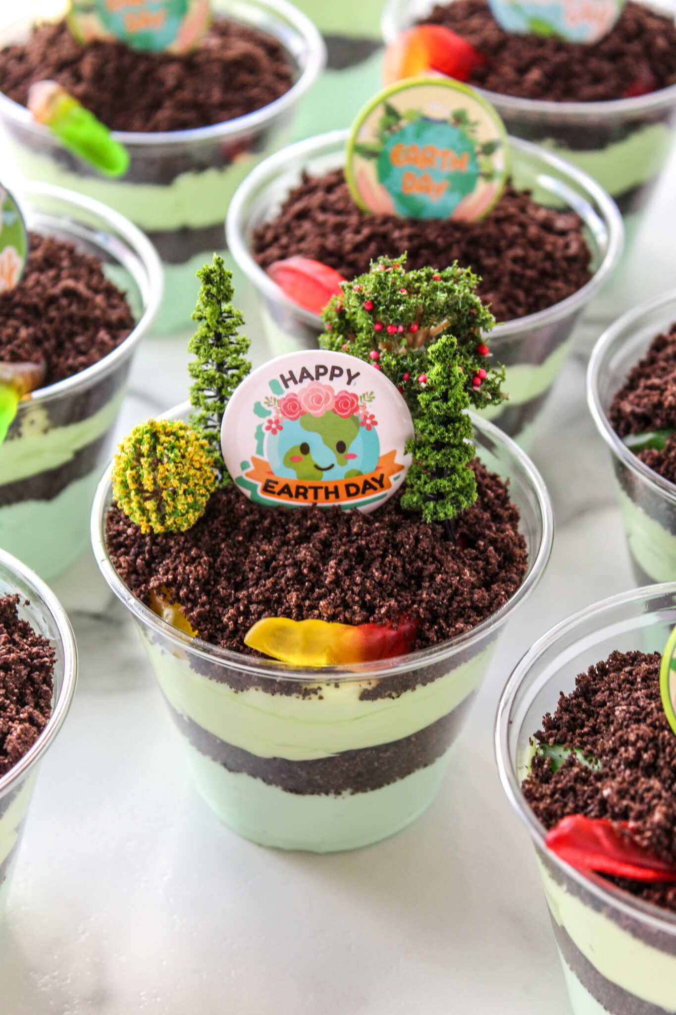 Earth Day Oreo Dirt Cake Cups | Baking You Happier