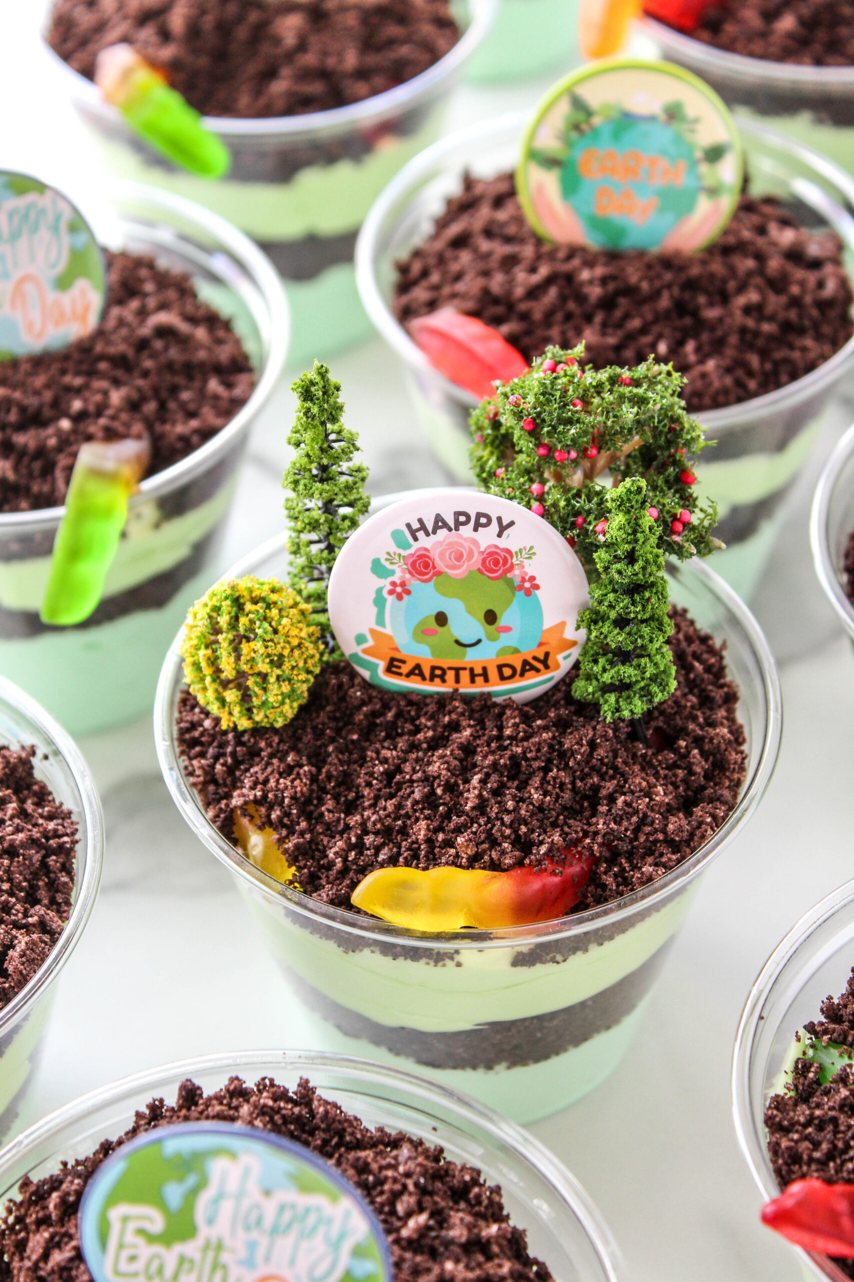 Earth Day Oreo Dirt Cake Cups | Baking You Happier