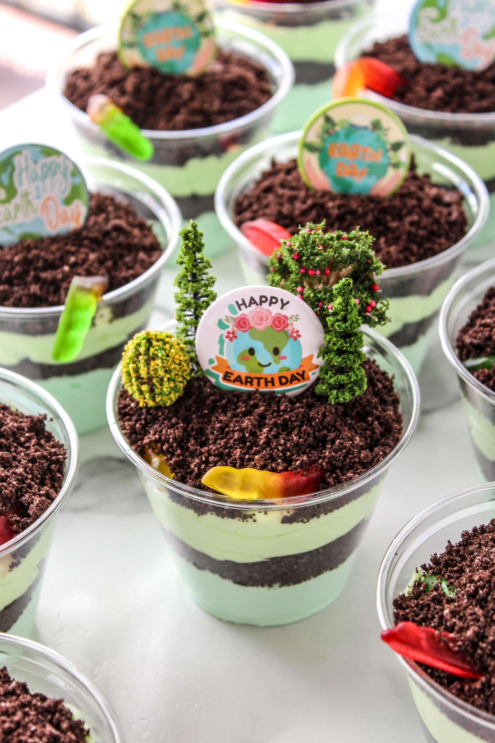 Earth Day Oreo Dirt Cake Cups | Baking You Happier
