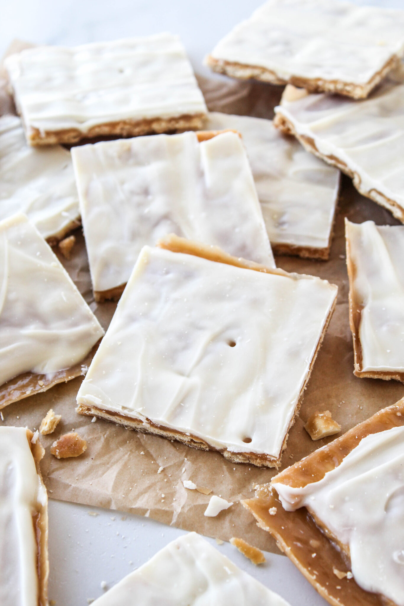 White Chocolate Saltine Toffee | Baking You Happier