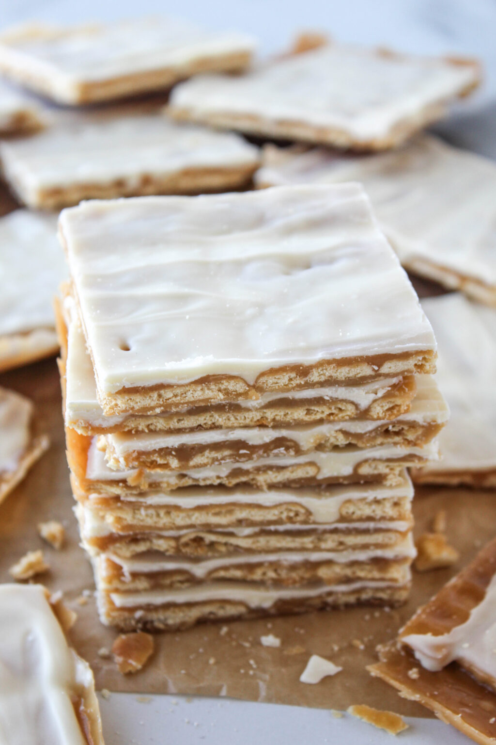 White Chocolate Saltine Toffee - Baking You Happier