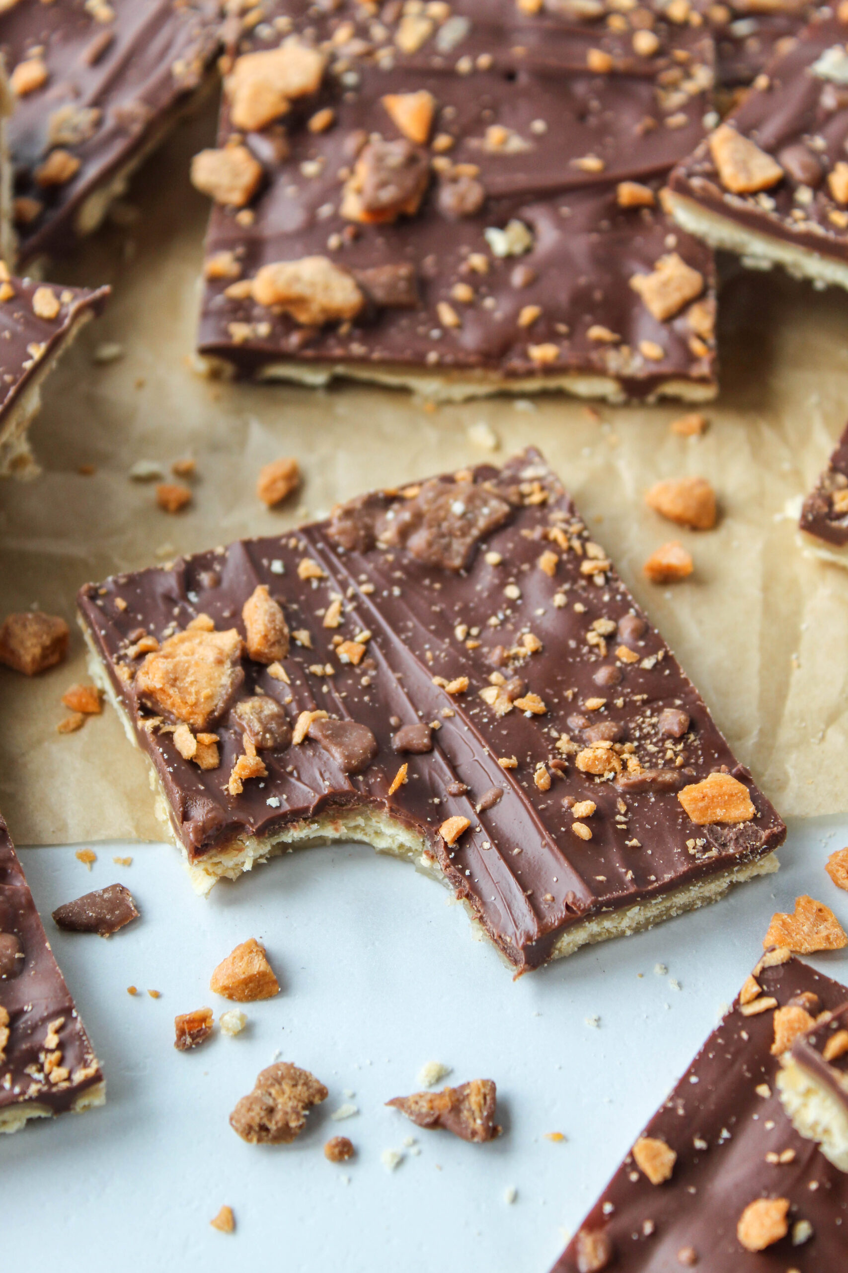 Butterfinger Saltine Toffee | Baking You Happier