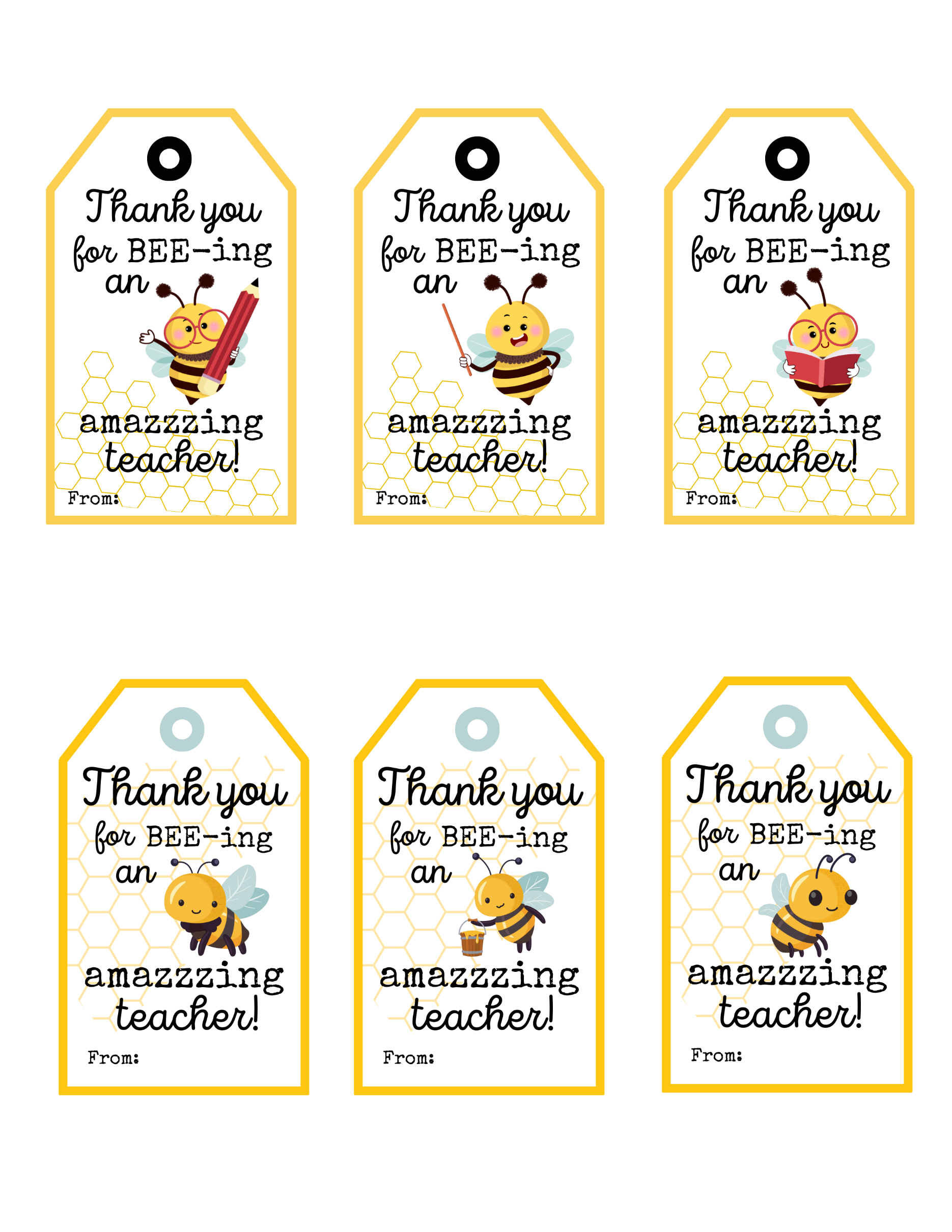 Thank You for Bee-ing an Amazing Teacher Free Printable Gift Tags ...