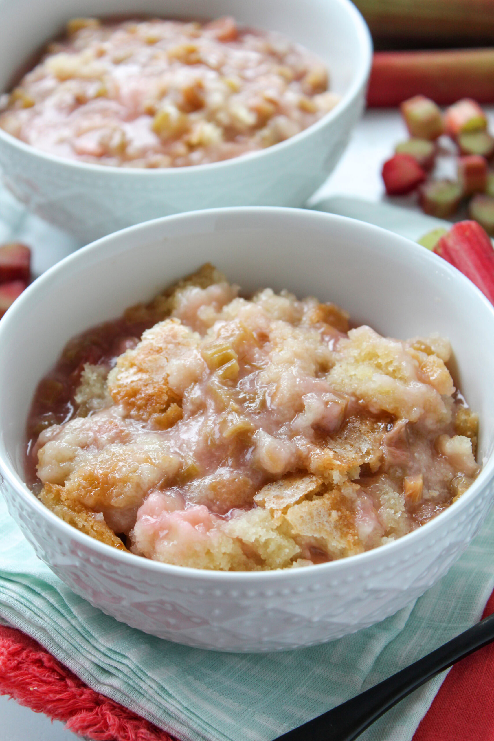Baked Sticky Rhubarb Pudding - Baking You Happier
