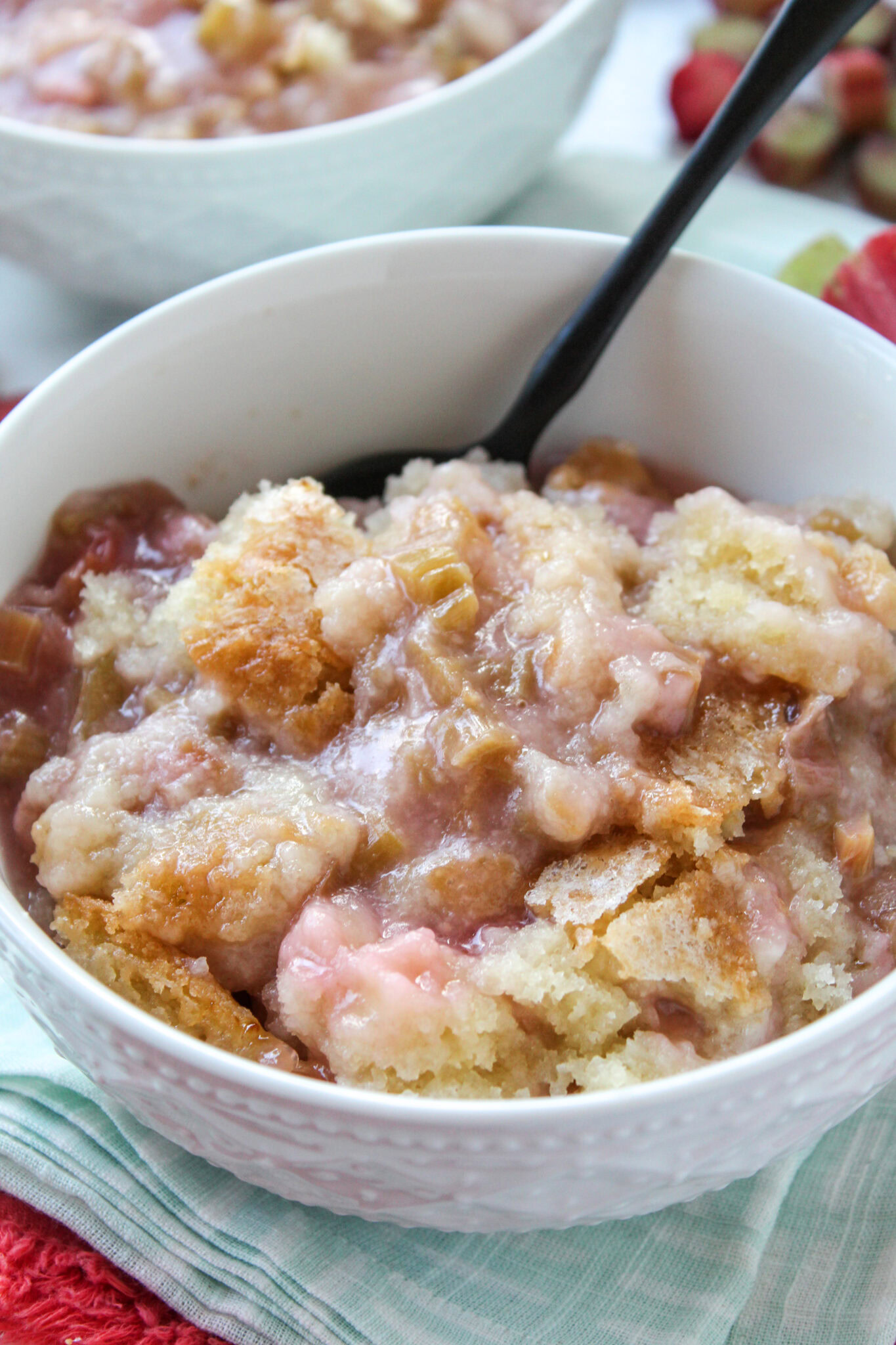 Baked Sticky Rhubarb Pudding - Baking You Happier