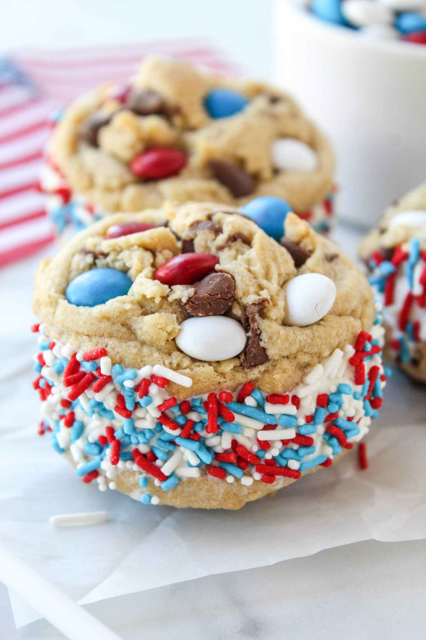 4th of July Ice Cream Cookie Sandwiches - Baking You Happier