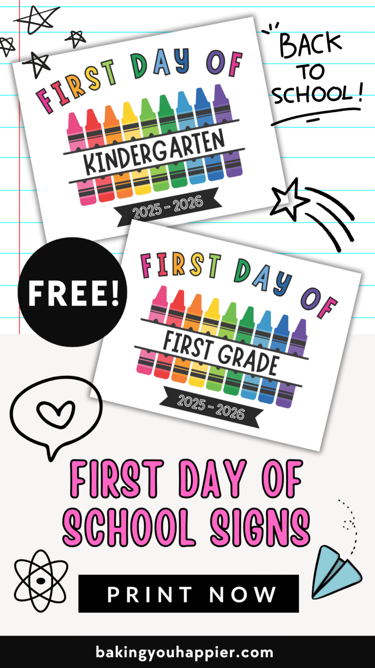 Free Printable First Day of School Signs - Baking You Happier