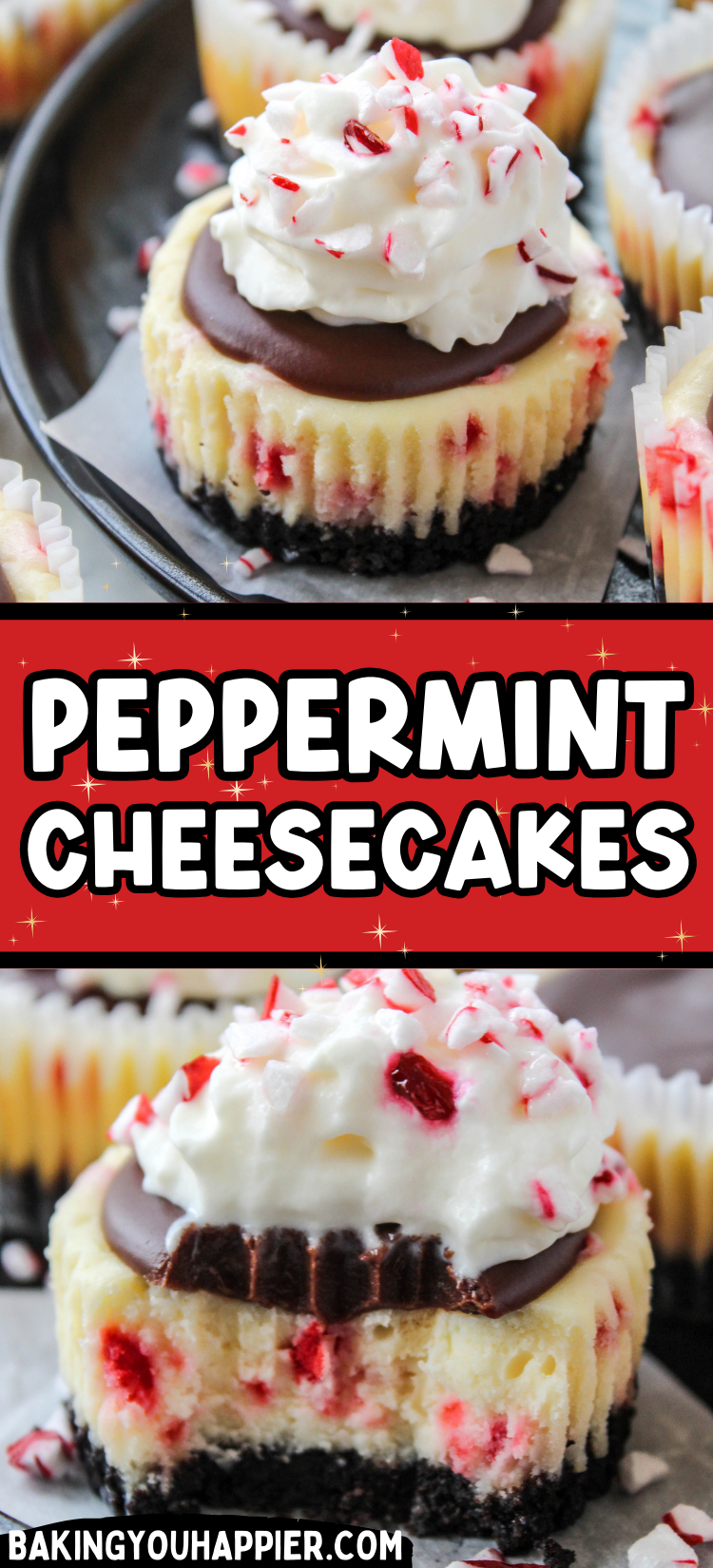 Mini Peppermint Cheesecakes | Baking You Happier