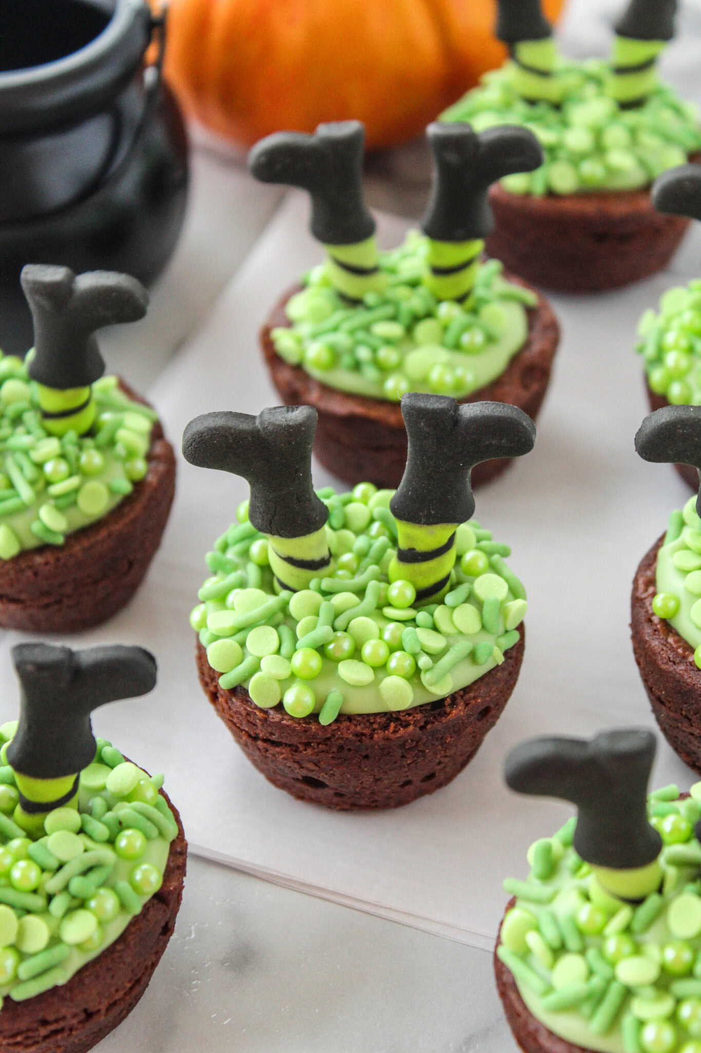 Witch Cauldron Brownie Bites - Baking You Happier