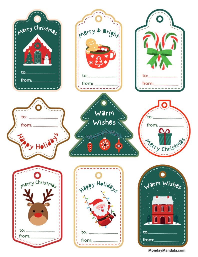 25 Free Printable Christmas Gift Tags - Baking You Happier