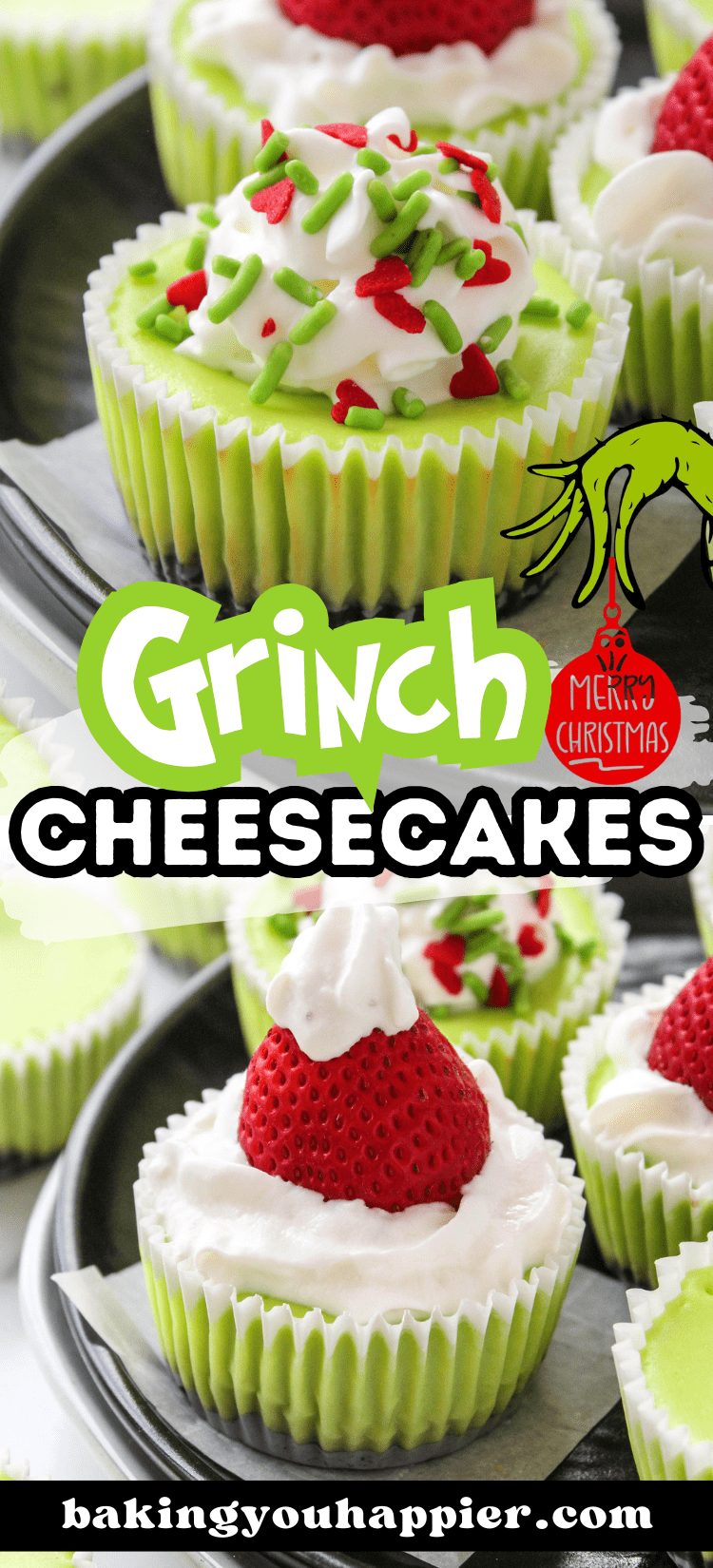 Grinch Mini Cheesecakes - Baking You Happier