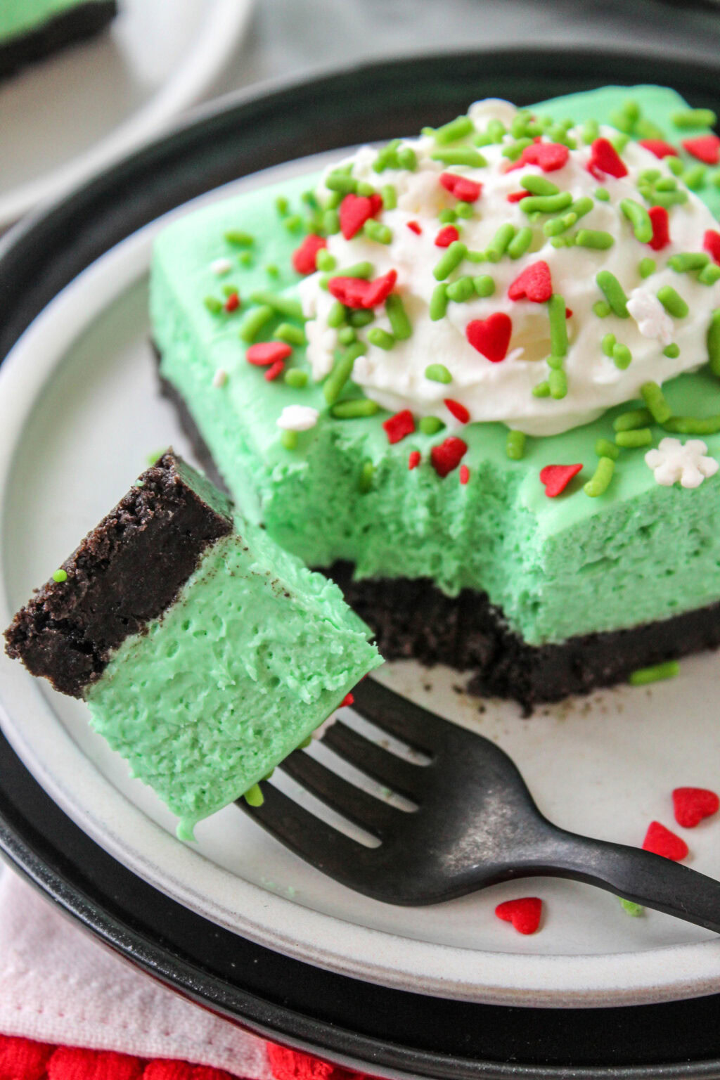 No Bake Grinch Christmas Cheesecake - Baking You Happier