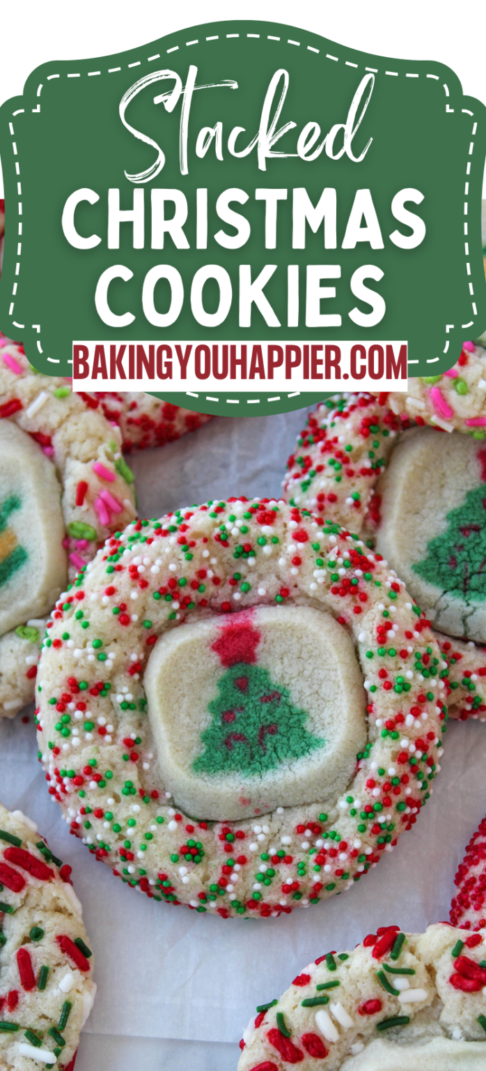 Stacked Sprinkle Christmas Cookies - Baking You Happier