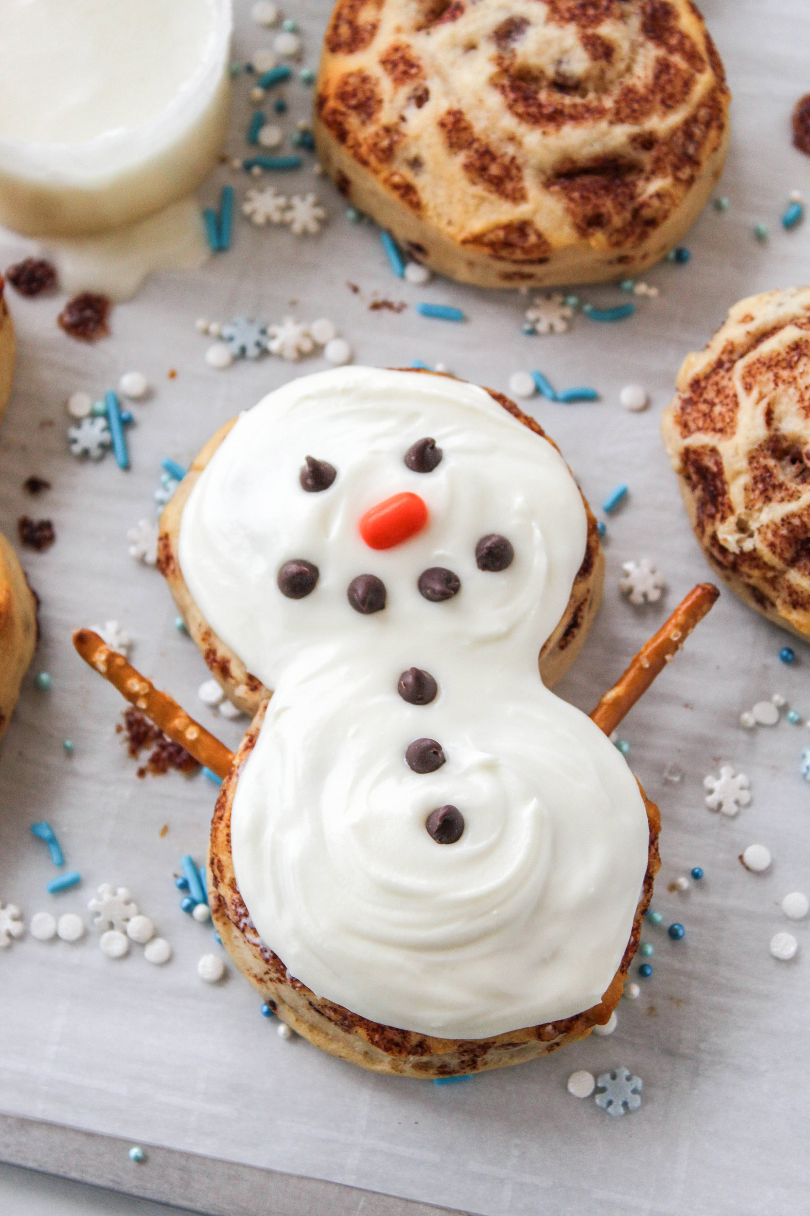 Cinnamon Roll Snowman | Baking You Happier