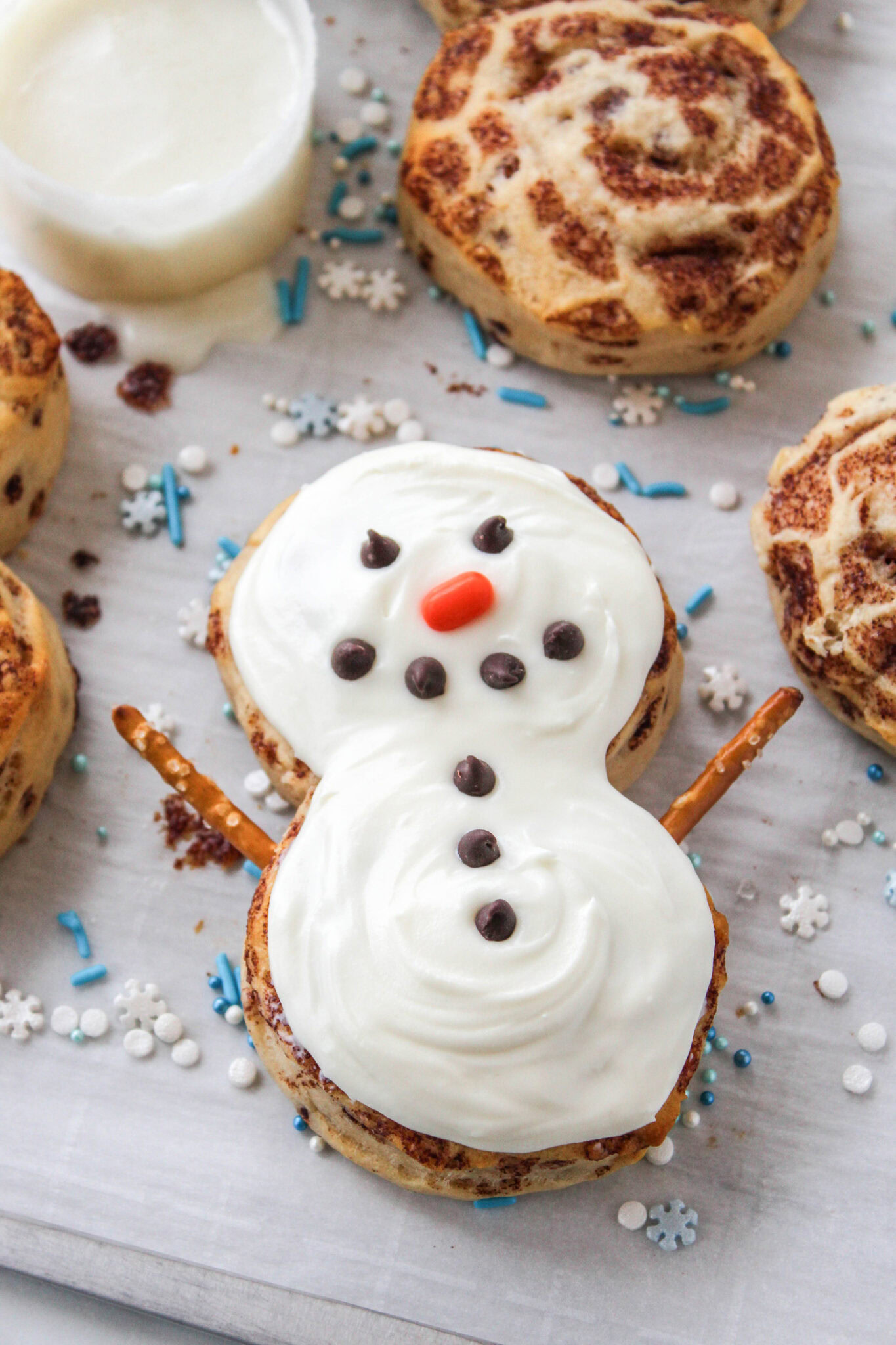 Cinnamon Roll Snowman | Baking You Happier
