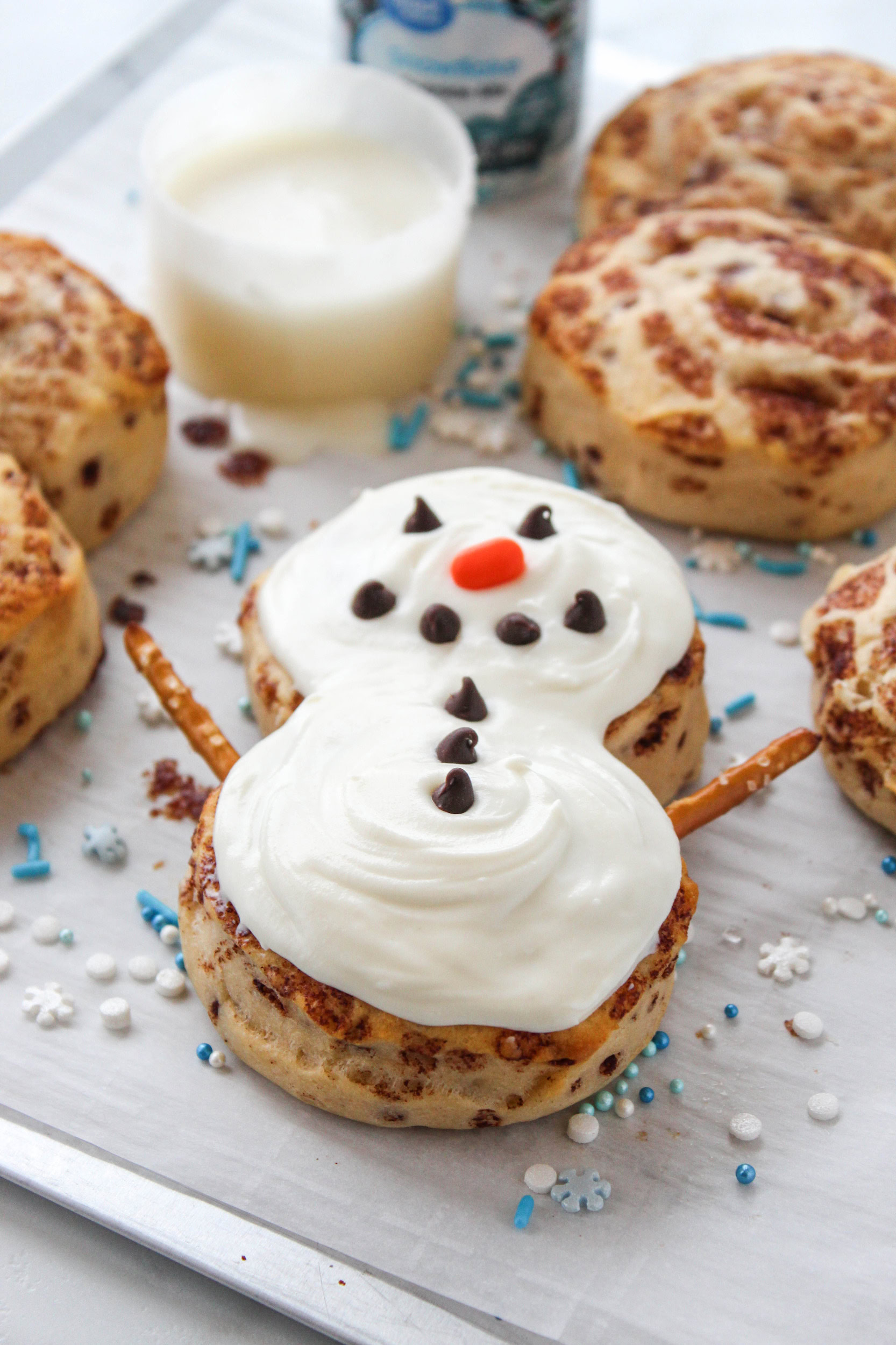 Cinnamon Roll Snowman | Baking You Happier