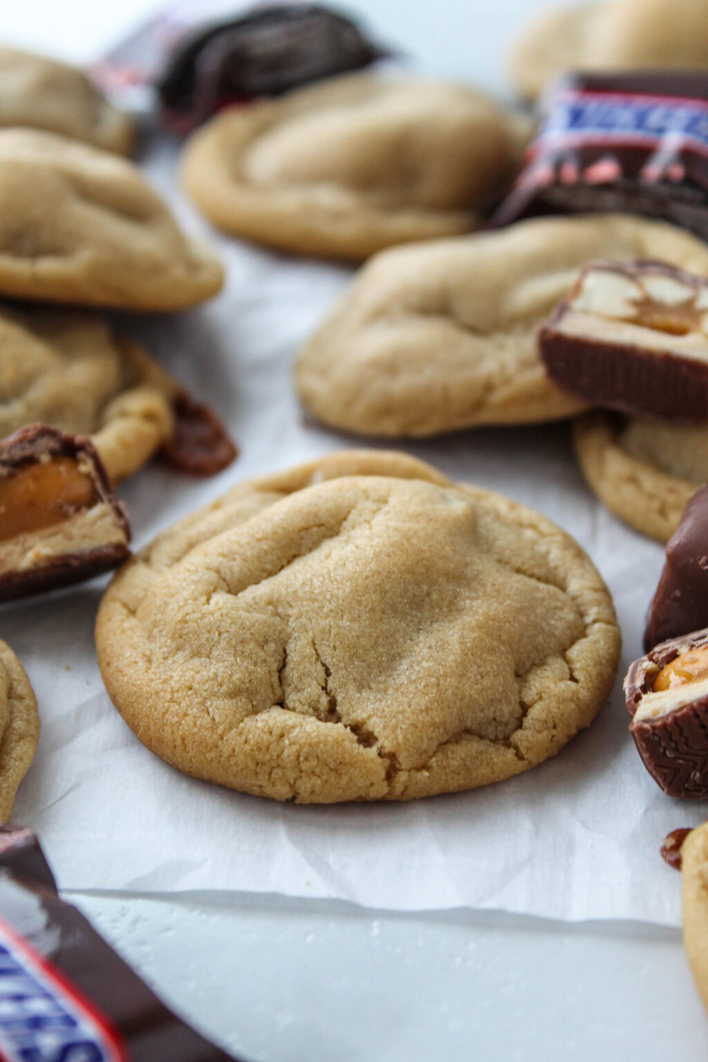 Snicker Surprise Peanut Butter Cookies | Baking You Happier
