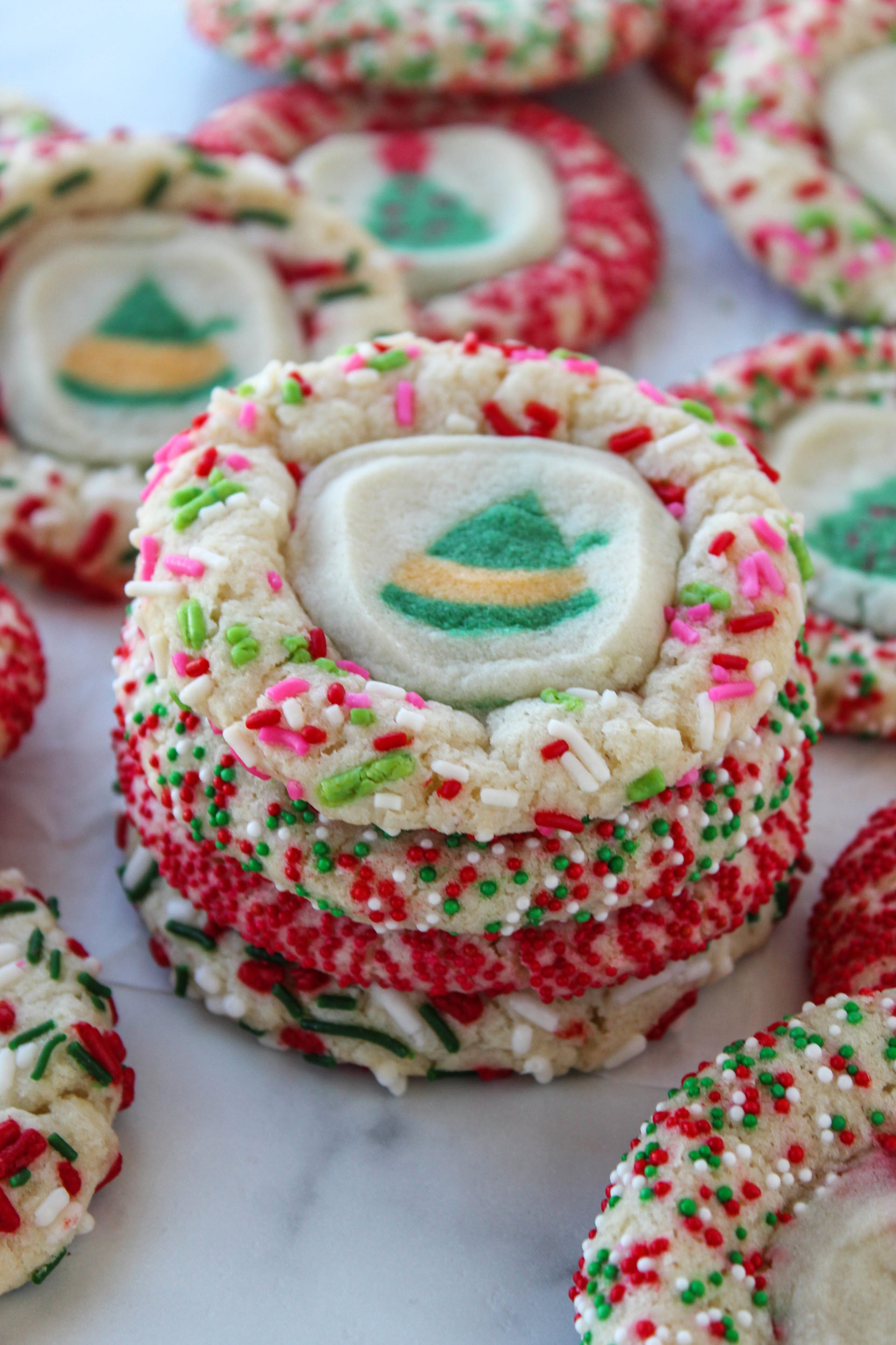 Stacked Sprinkle Christmas Cookies | Baking You Happier