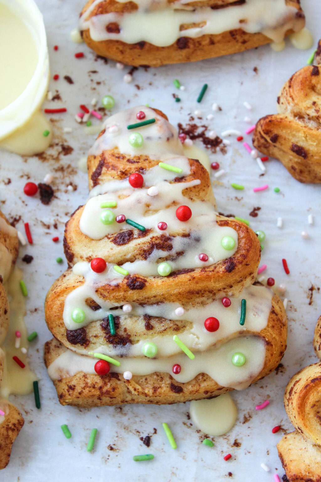 Christmas Tree Cinnamon Rolls | Baking You Happier