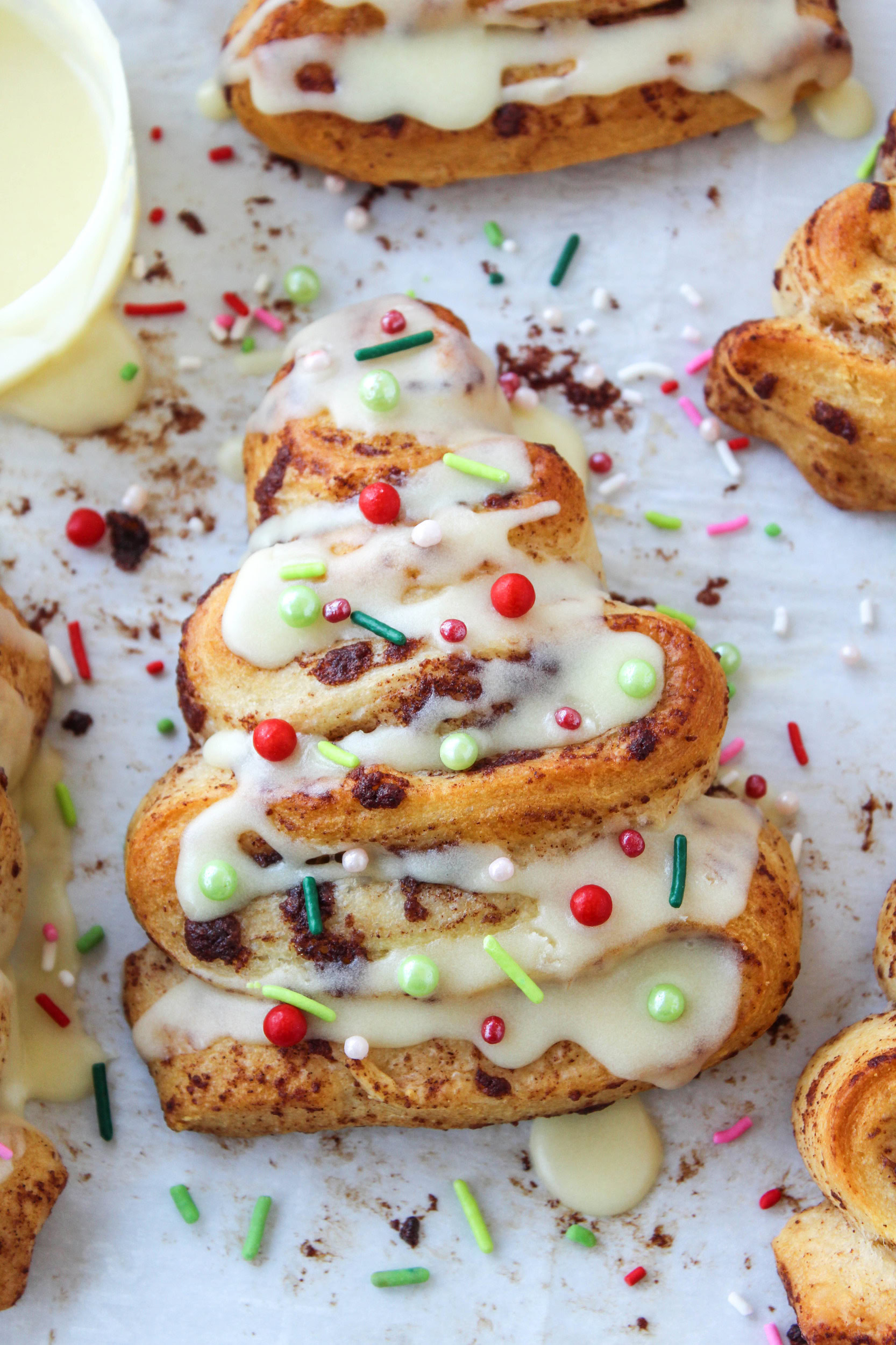 Christmas Tree Cinnamon Rolls | Baking You Happier