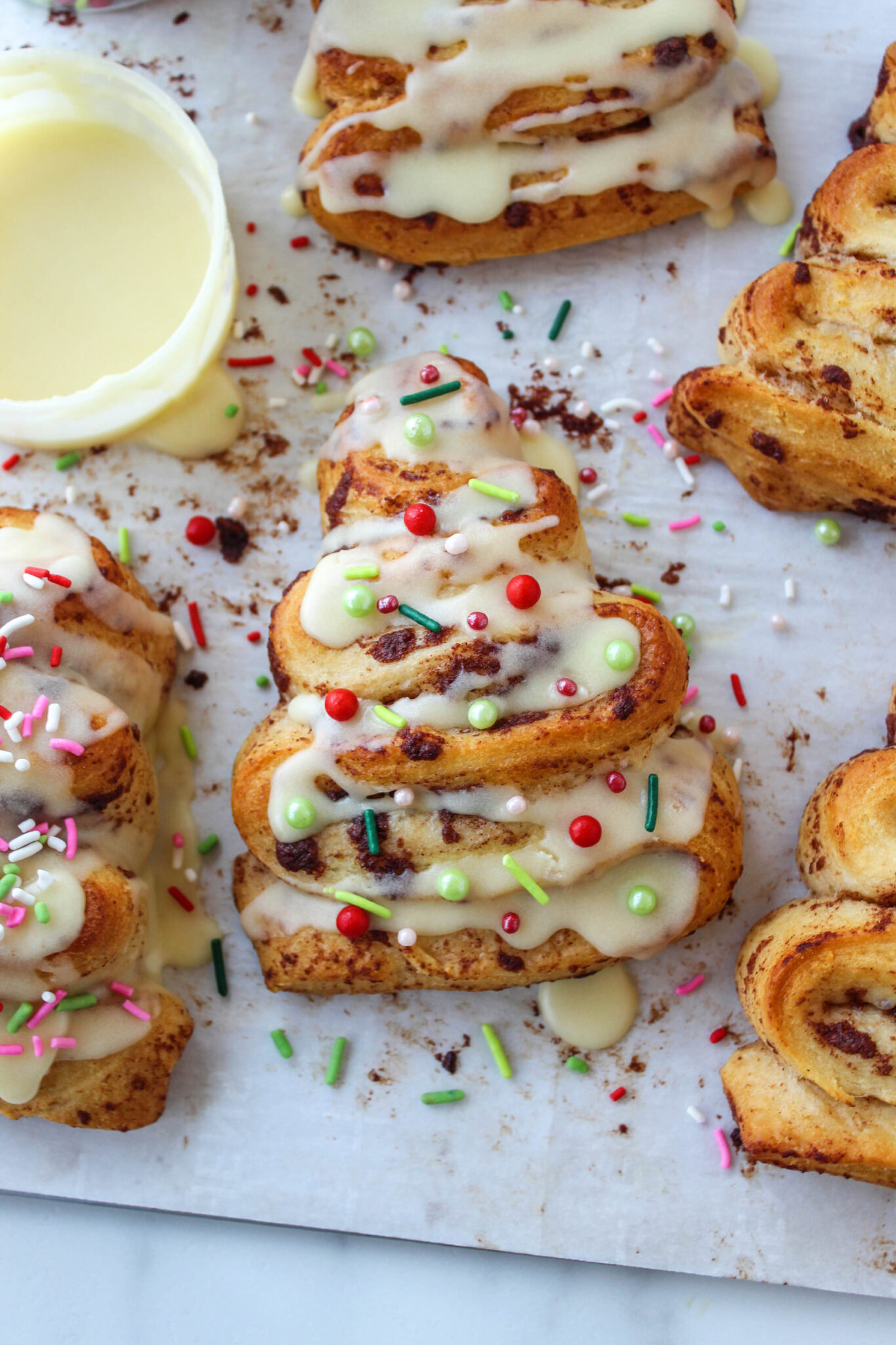 Christmas Tree Cinnamon Rolls | Baking You Happier