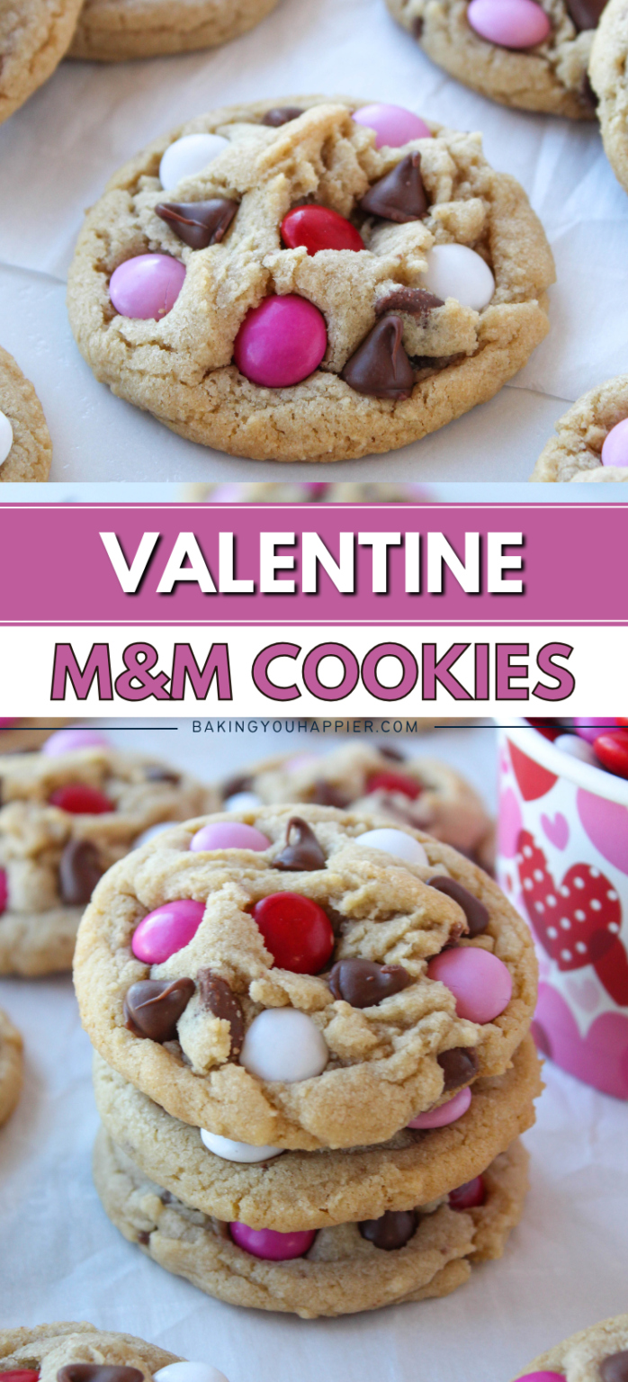 Valentine M&M Cookies | Baking You Happier