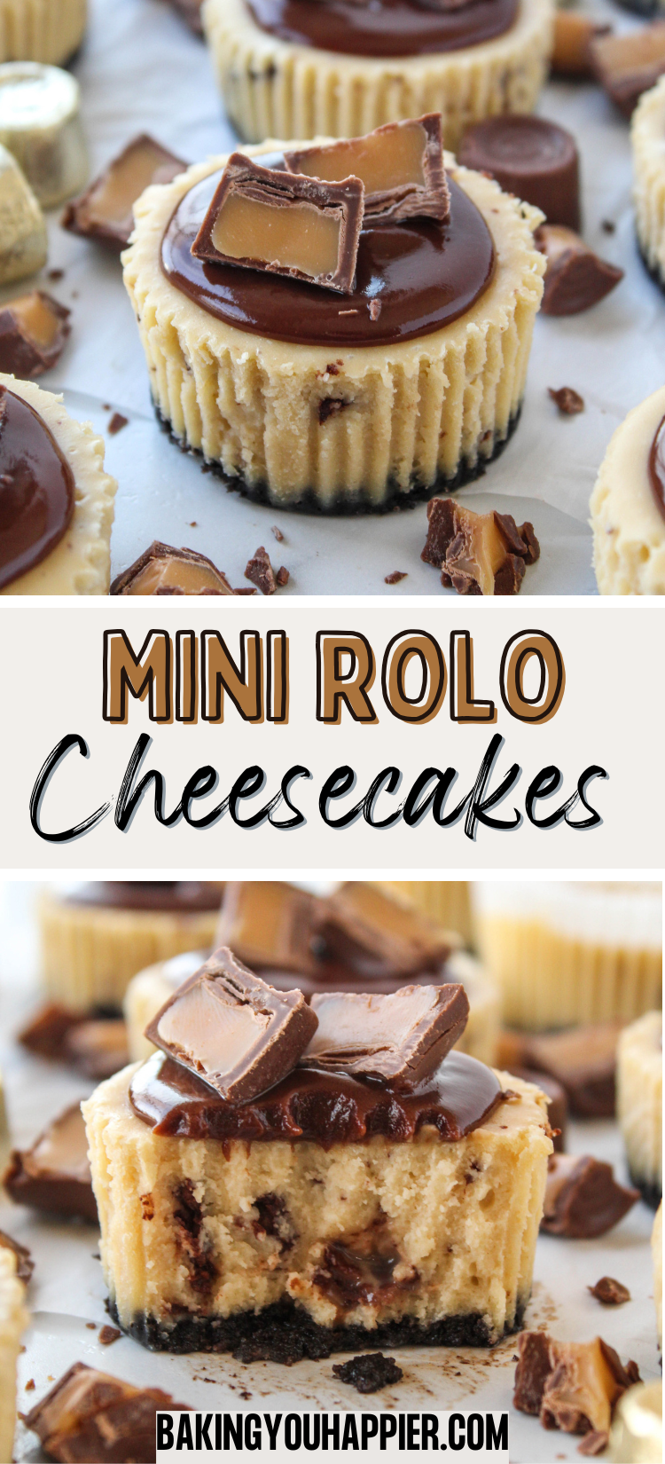 Mini Rolo Cheesecakes | Baking You Happier
