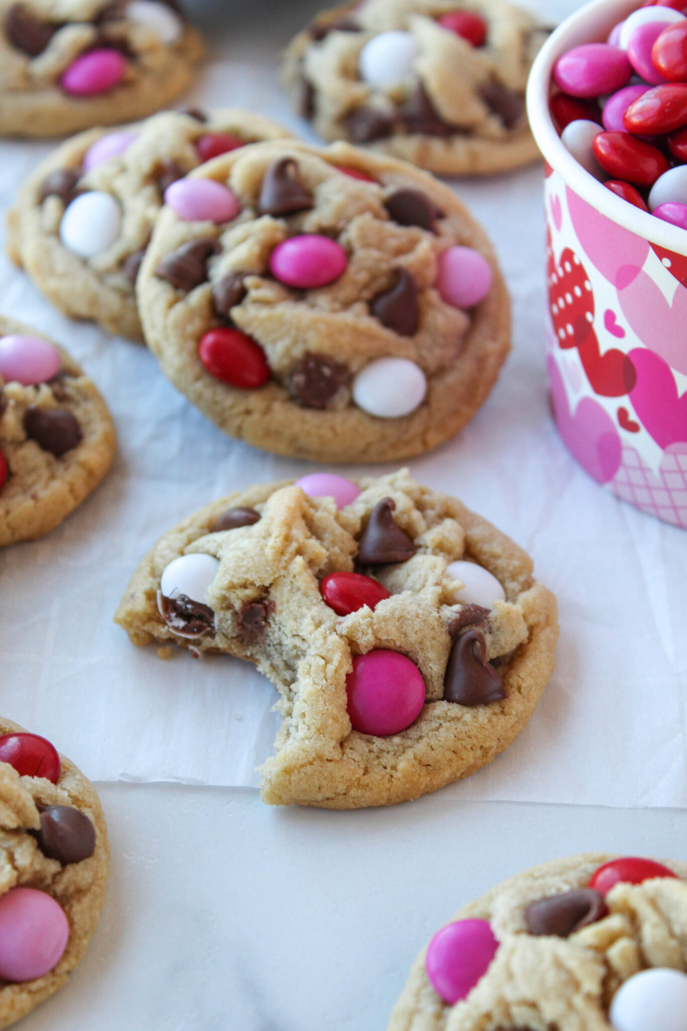 Valentine M&M Cookies - Baking You Happier