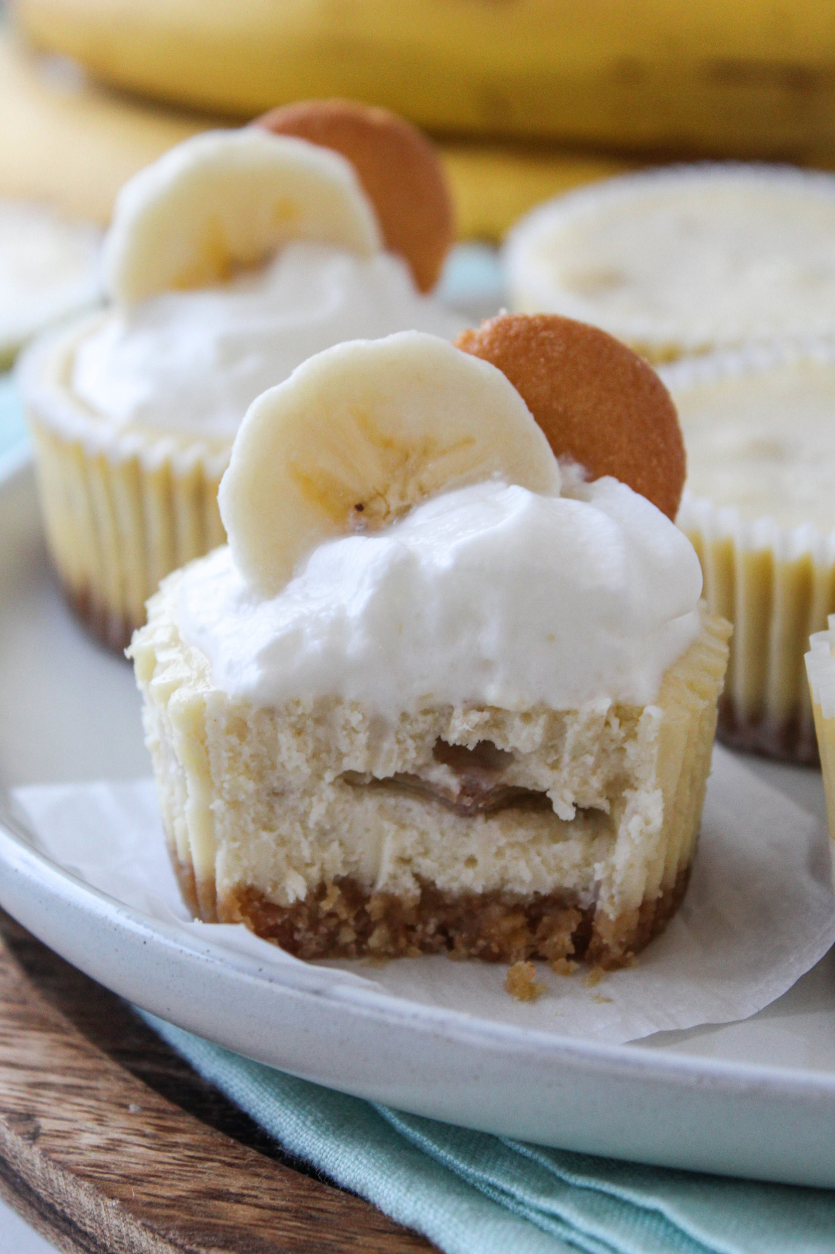 Mini Banana Pudding Cheesecakes - Baking You Happier