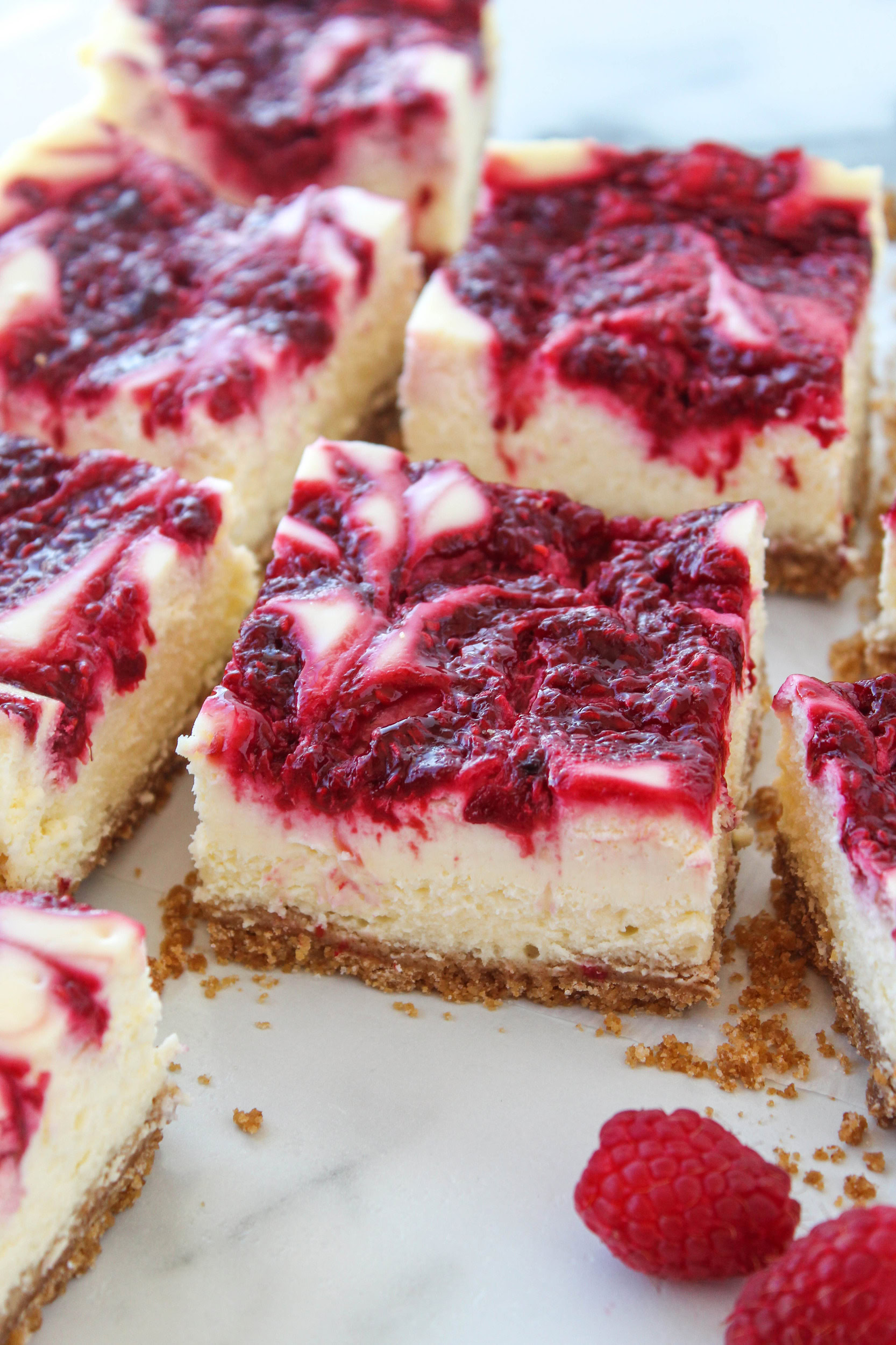 Raspberry Cheesecake Bars | Baking You Happier