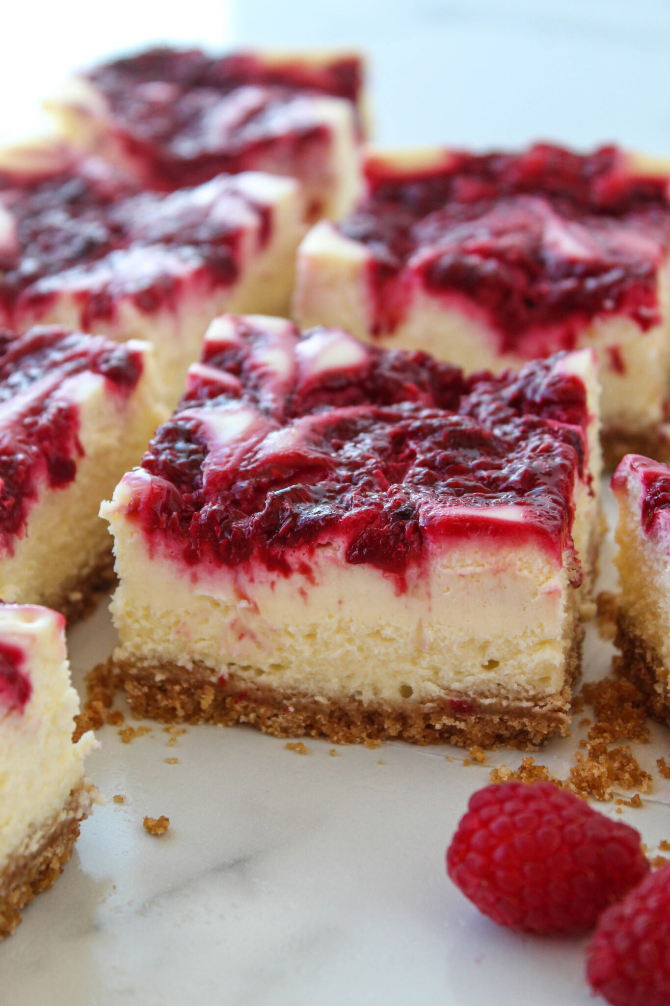 Raspberry Cheesecake Bars - Baking You Happier