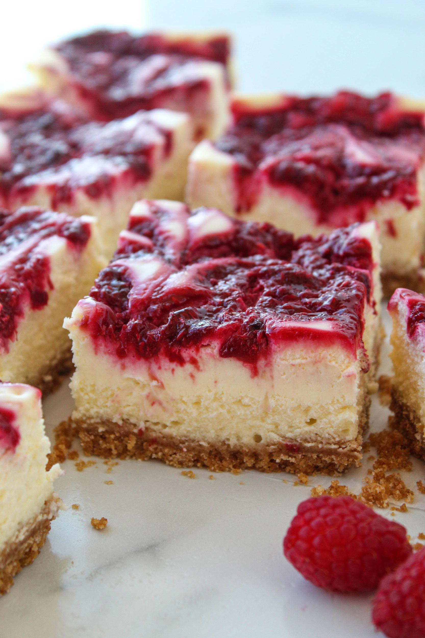 Raspberry Cheesecake Bars - Baking You Happier