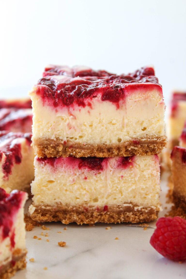 Raspberry Cheesecake Bars | Baking You Happier