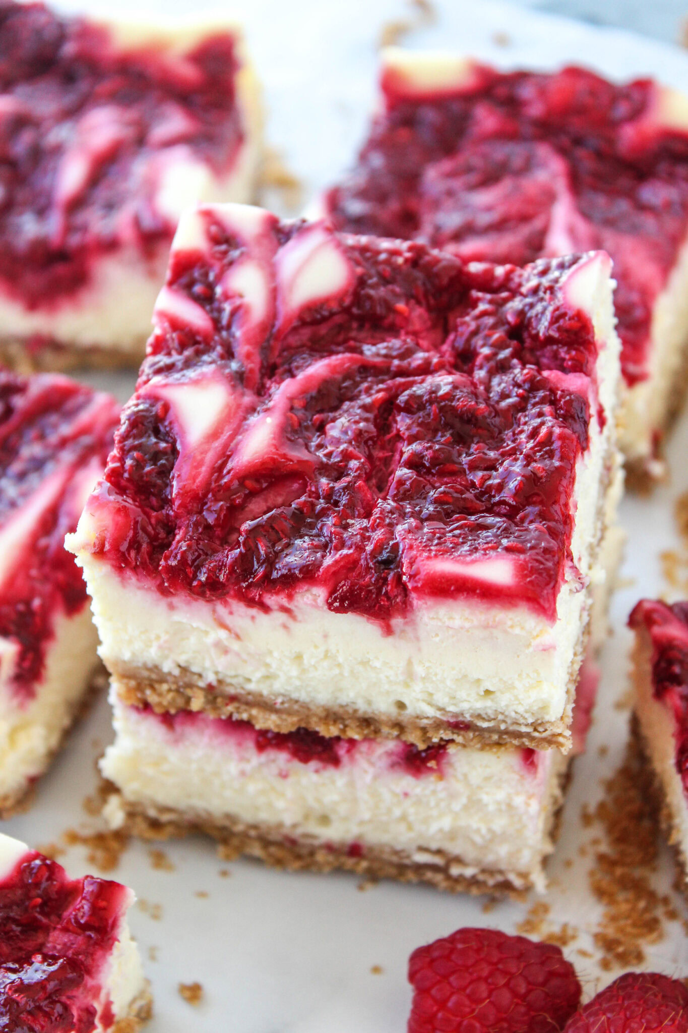 Raspberry Cheesecake Bars | Baking You Happier