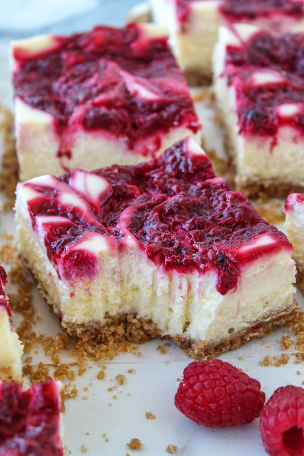 Raspberry Cheesecake Bars - Baking You Happier