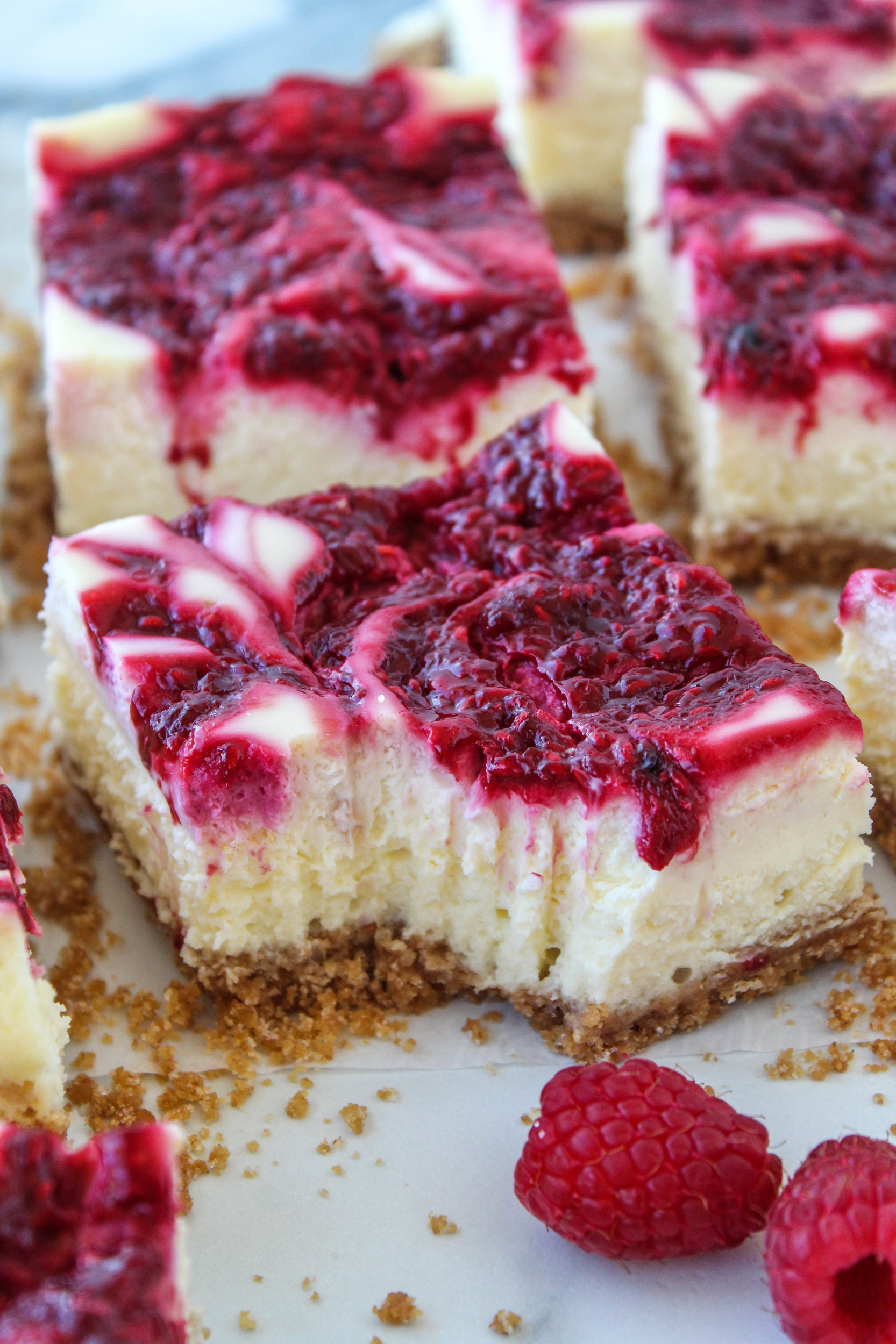 Raspberry Cheesecake Bars - Baking You Happier
