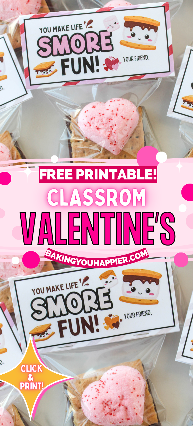 Free Printable You Make Life S'more Fun Valentine Bag Topper | Baking ...