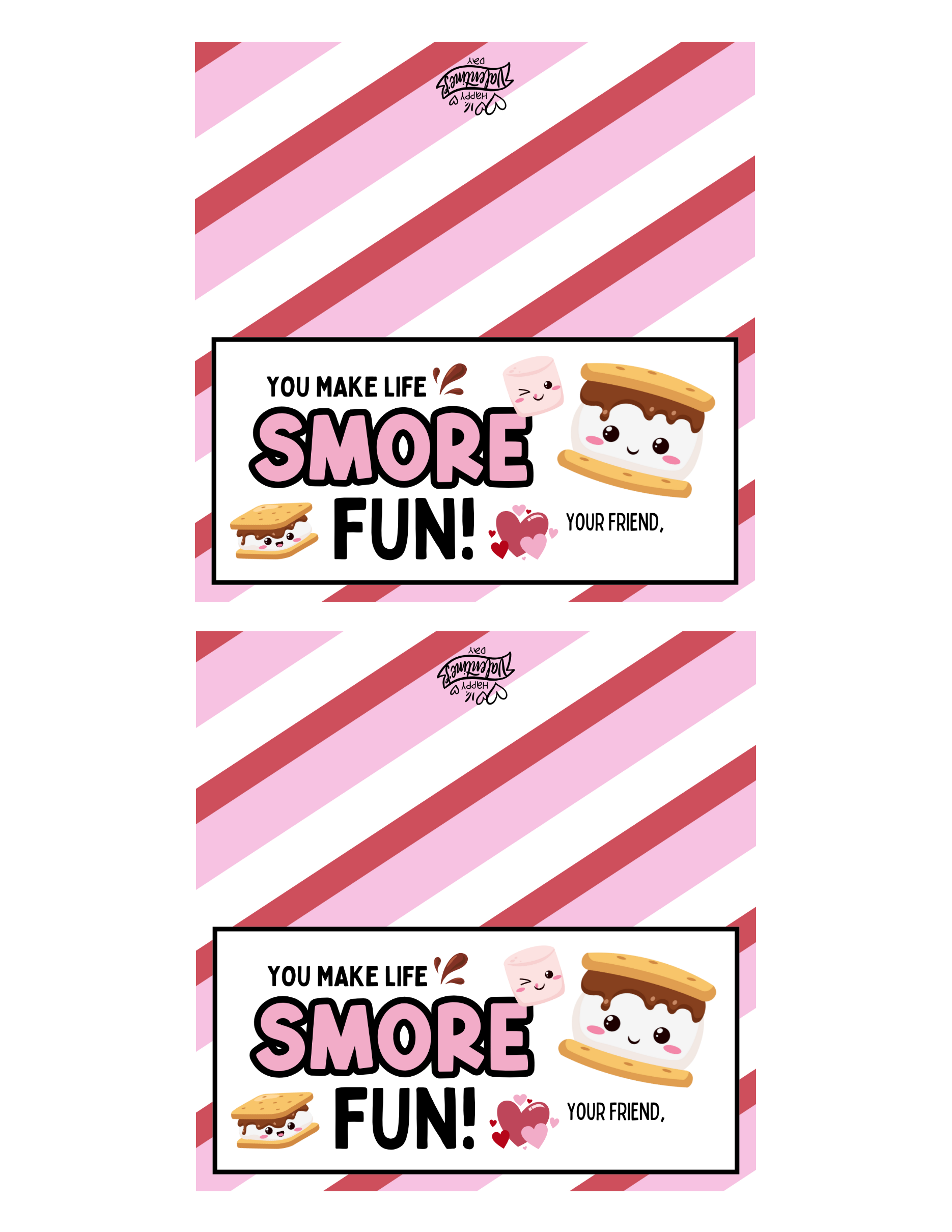 Free Printable You Make Life S'more Fun Valentine Bag Topper | Baking ...